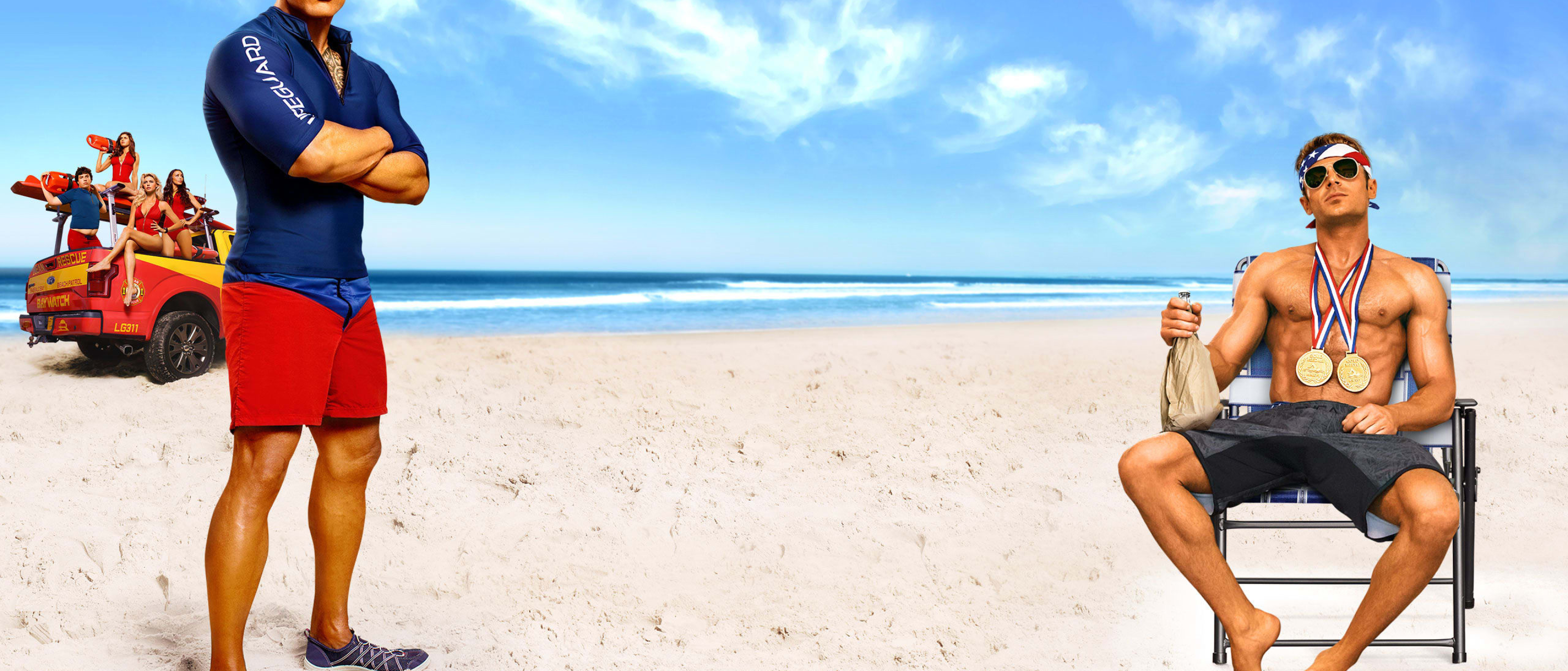 3840x1644 Dwayne 'The Rock' Johnson And Zac Efron In Baywatch Movie ...