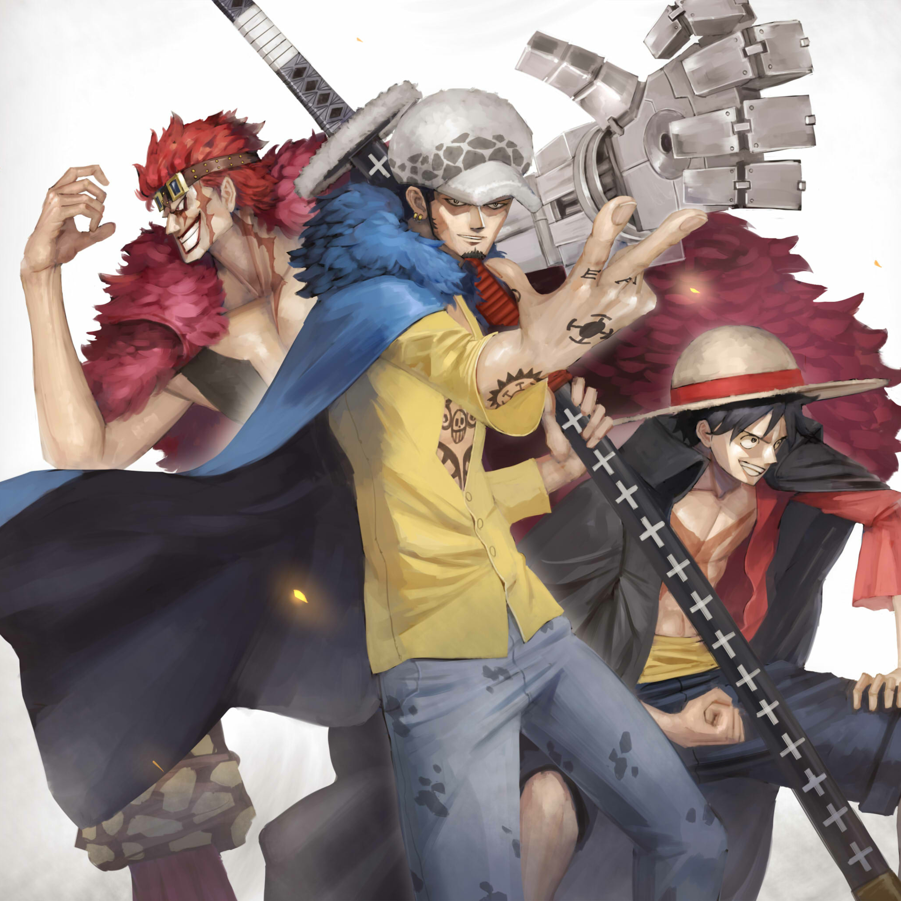 3000x3000 Eustass Kid x Trafalgar Law x Monkey D. Luffy One Piece ...