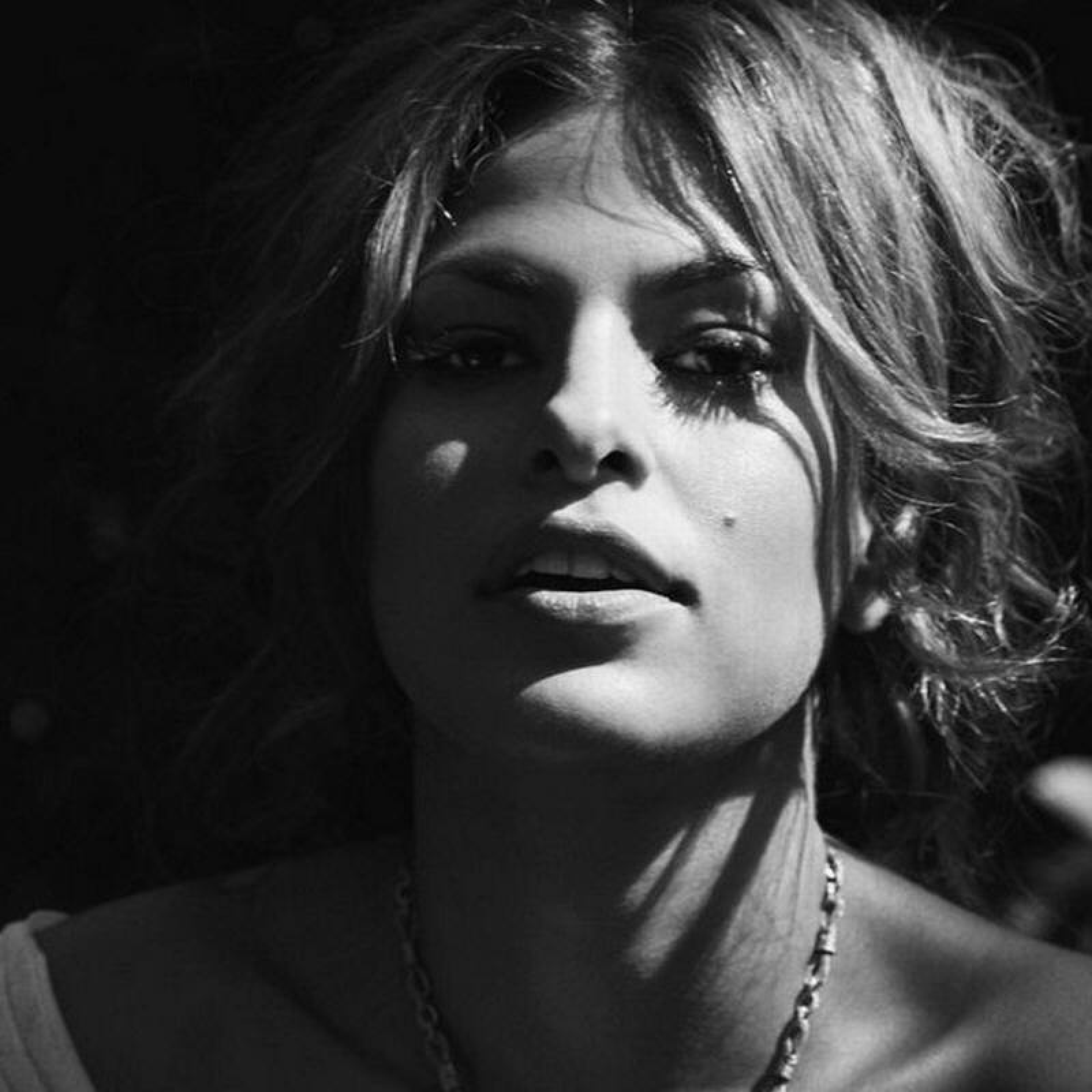 3840x3840 Resolution Eva Mendes Black And White Close Up Wallpaper ...