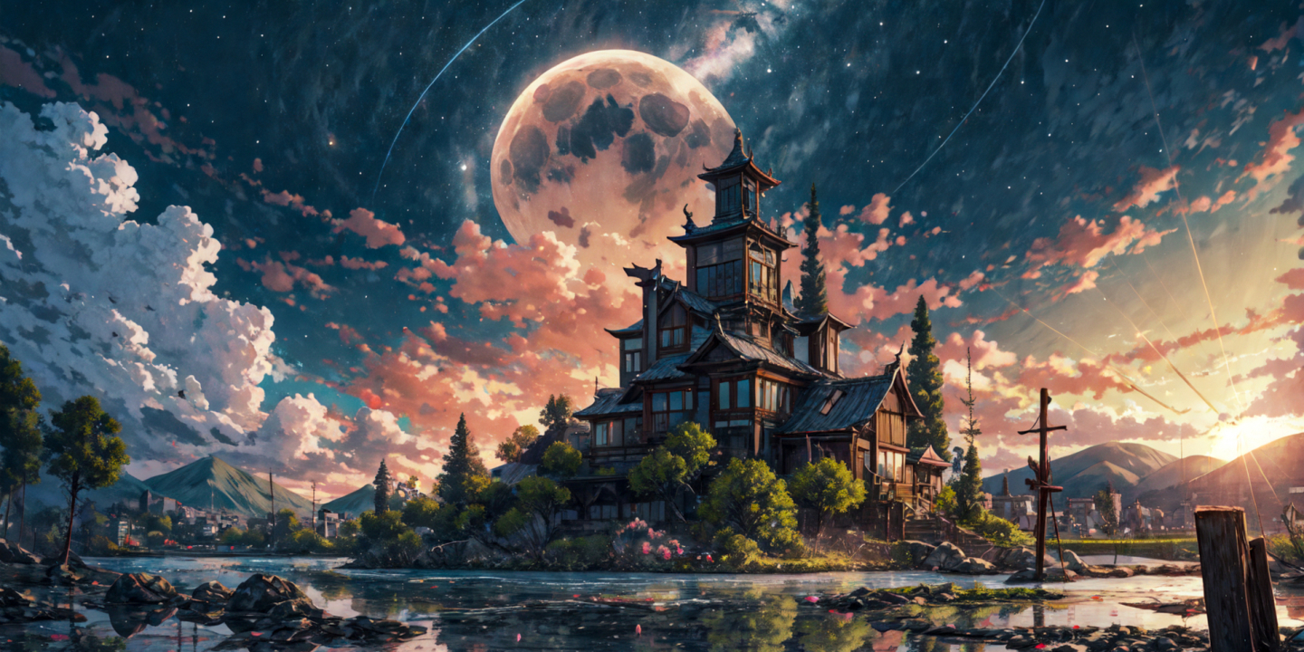 1440x720 Resolution Fantasy Castle HD Moon Ai 2023 Art 1440x720 ...