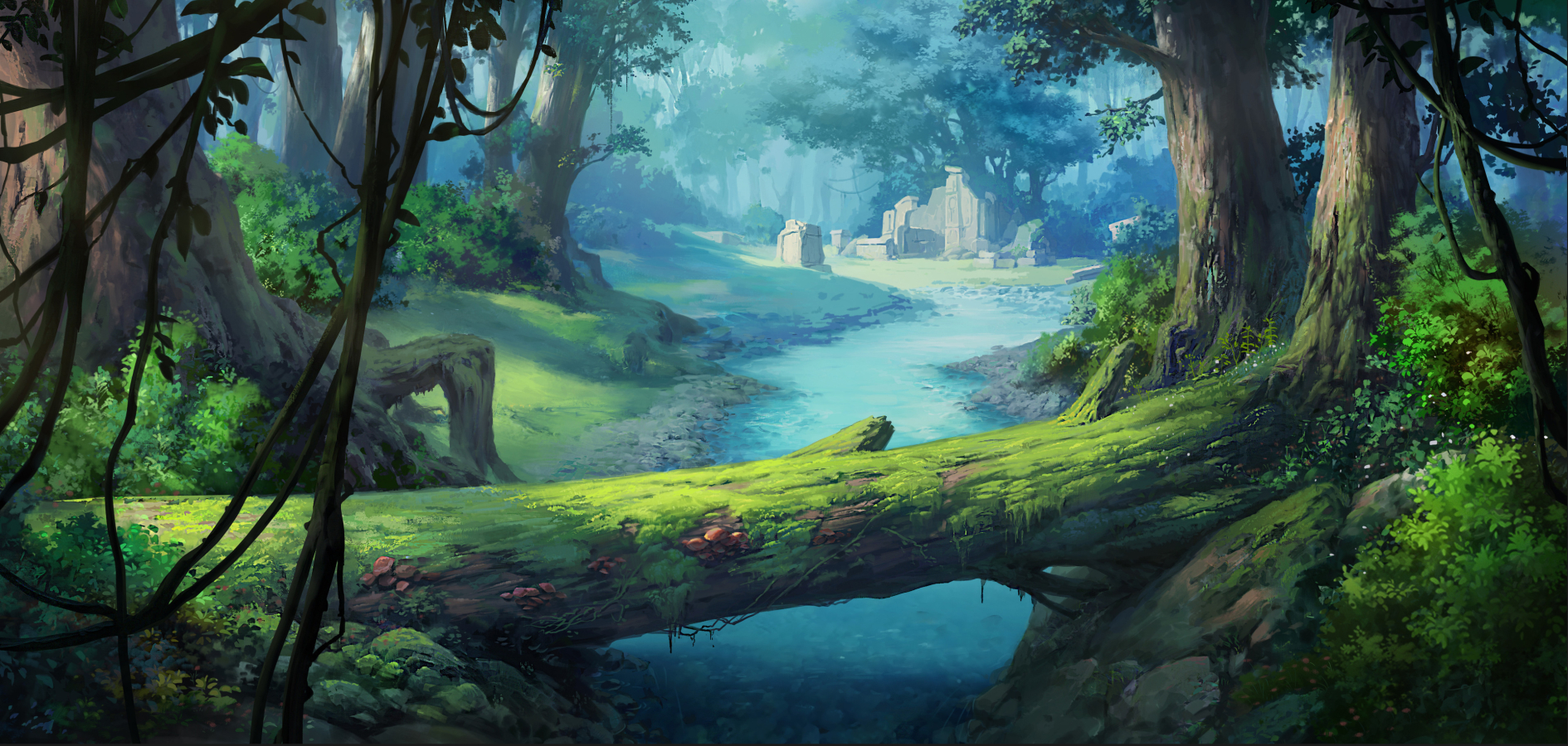 1890x900 Fantasy Forest 4K Cool Digital 1890x900 Resolution Wallpaper ...