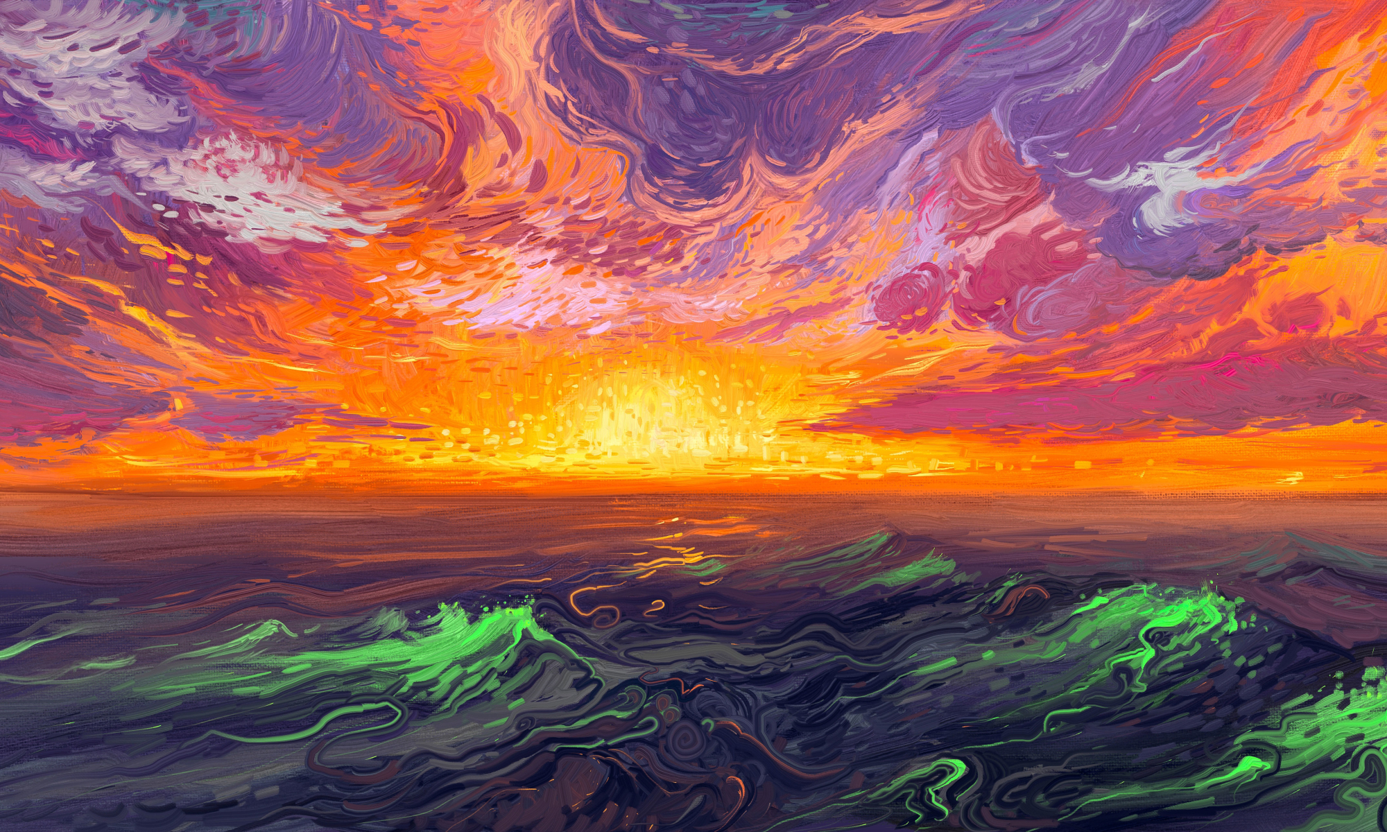 2000x1200 Resolution Fire Sunset Digital Art 2000x1200 Resolution ...