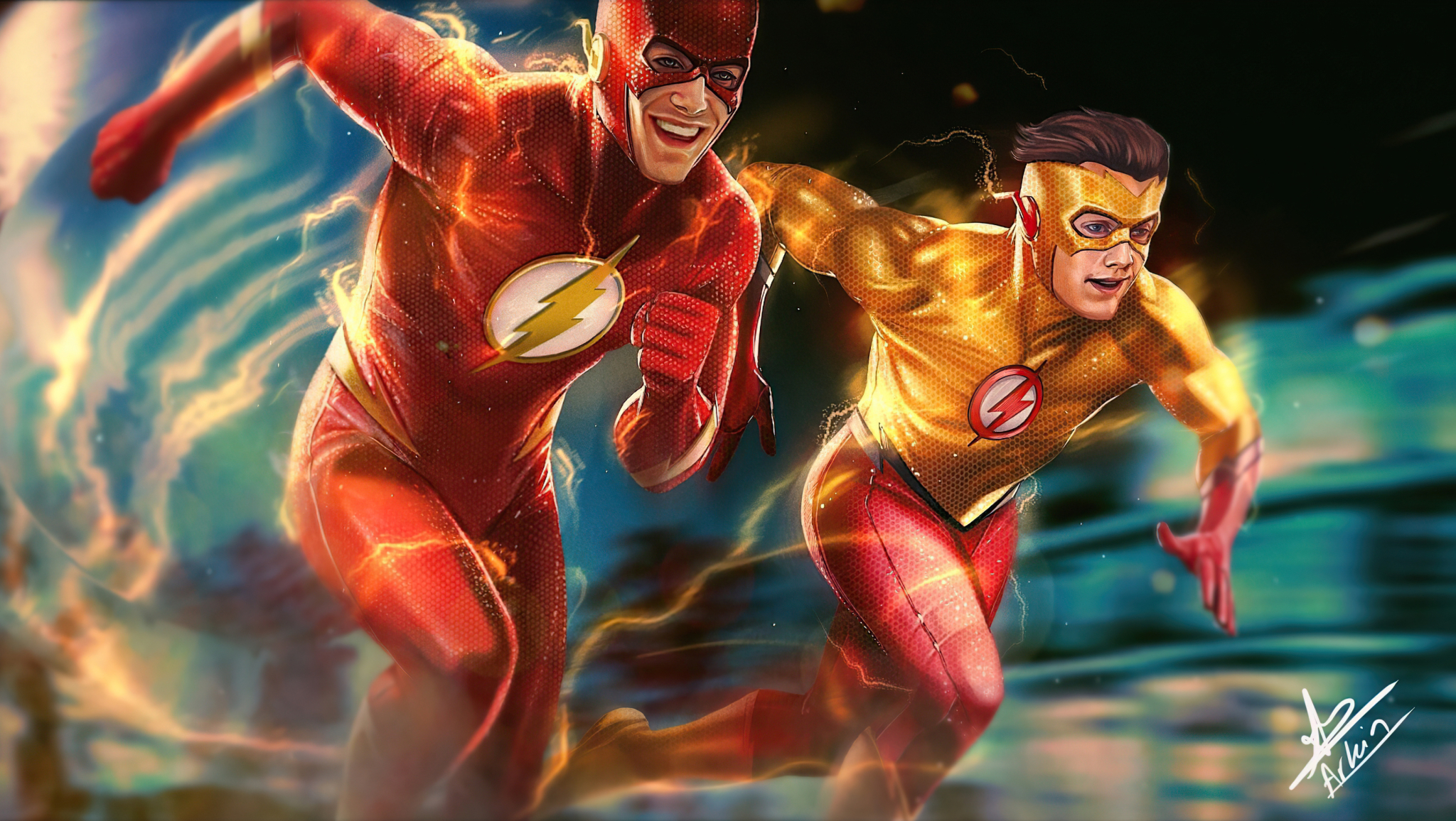 2048x1156 Resolution Flash and Kid Flash DC Comic 2048x1156 Resolution ...