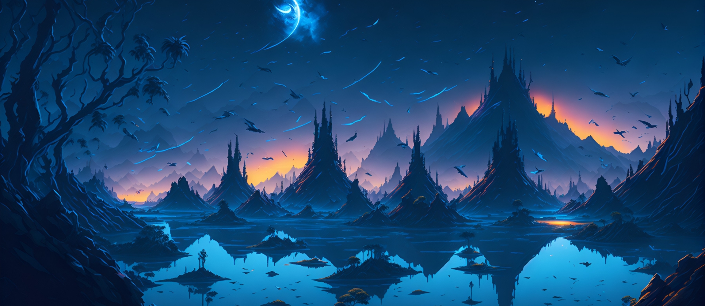 2300x1000 Floating Islands Jungle HD AI Cool 2300x1000 Resolution ...