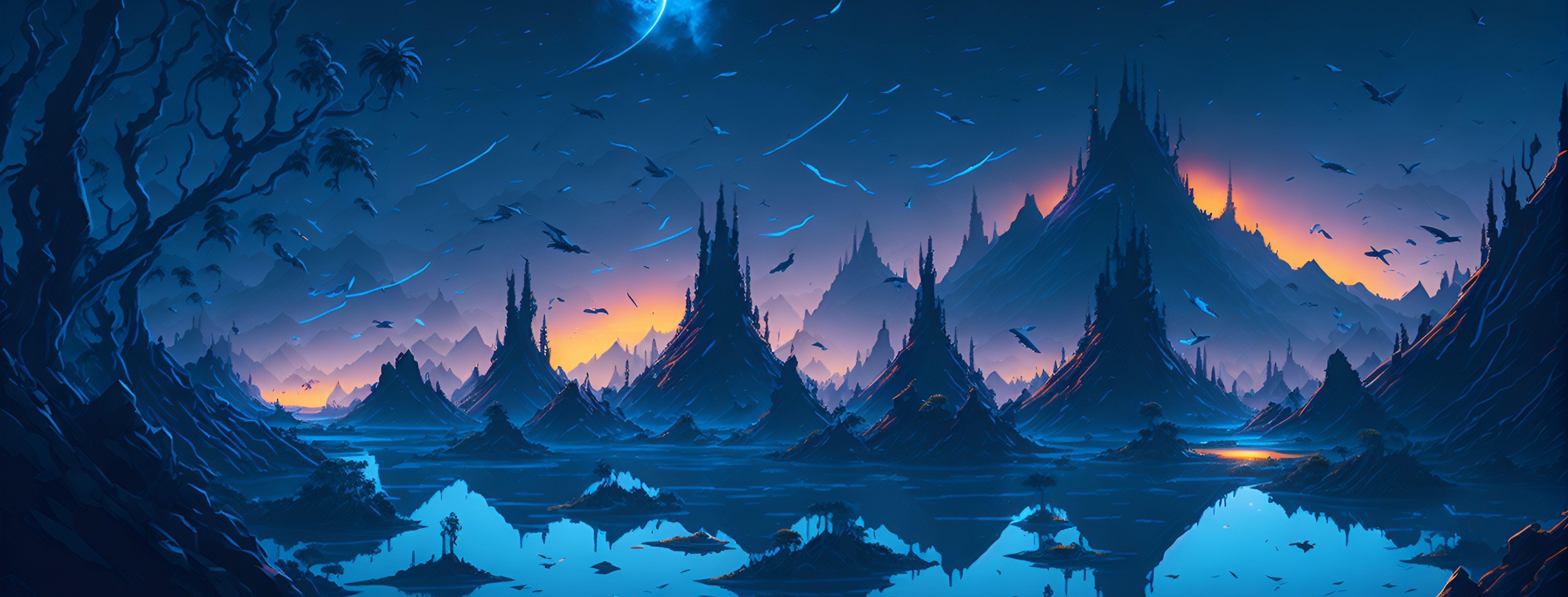 7560x2880 Floating Islands Jungle HD AI Cool 7560x2880 Resolution ...