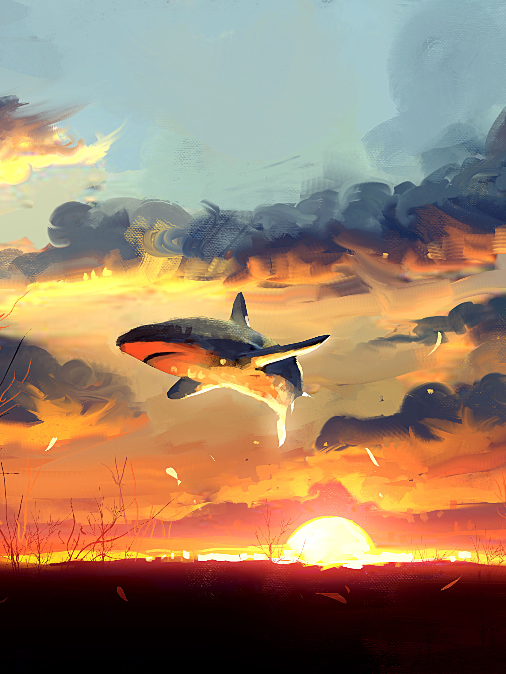 1650x2200 Flying Shark 1650x2200 Resolution Wallpaper, HD Fantasy 4K ...