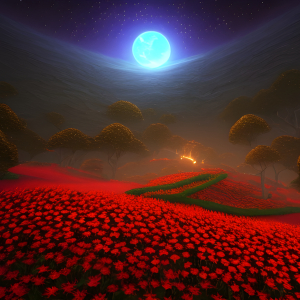 300x300 Resolution Forest Night Sky Flowers Valley HD Illustration ...