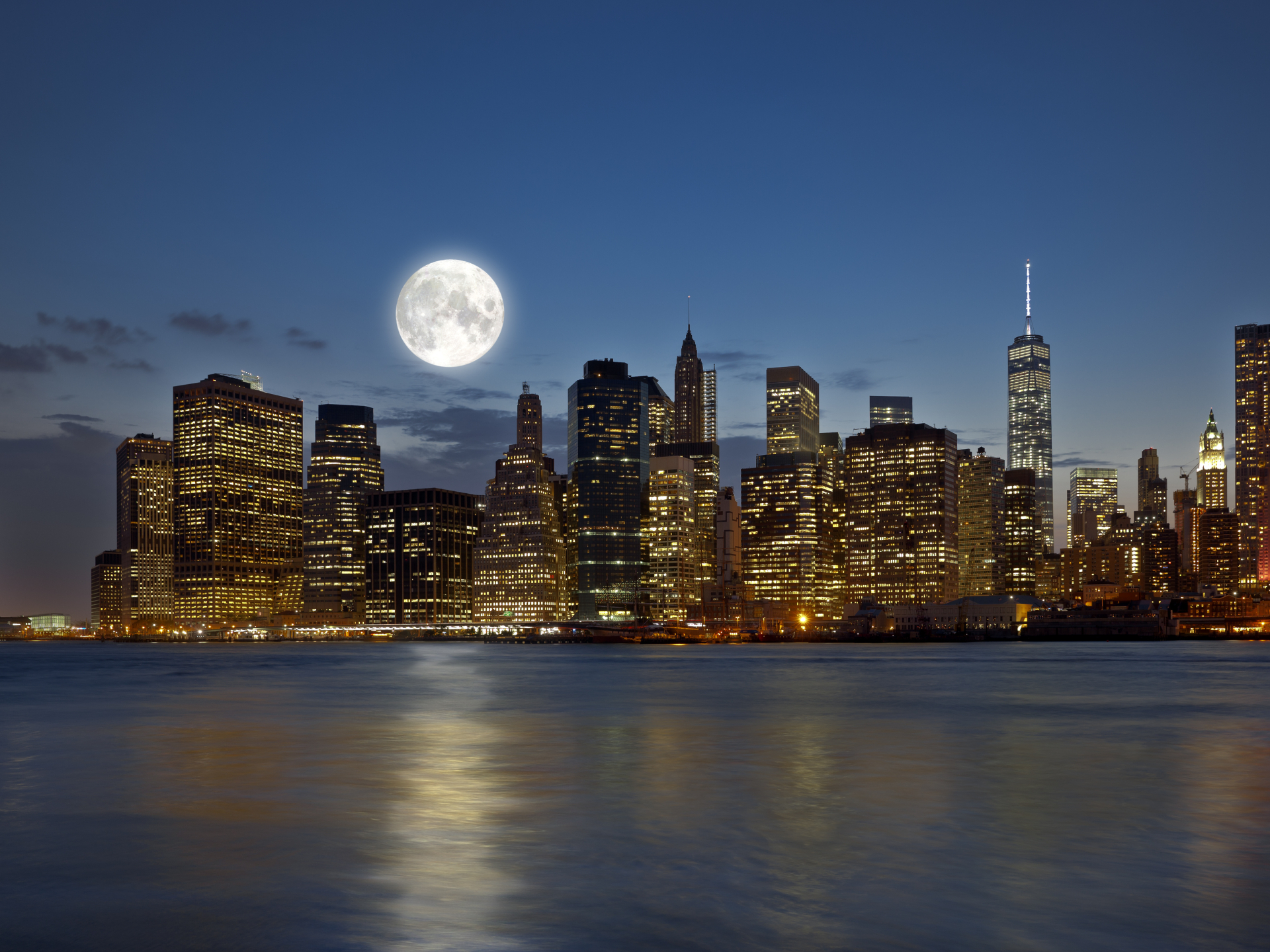 1920x1440 Resolution Full Moon over Manhattan 1920x1440 Resolution ...