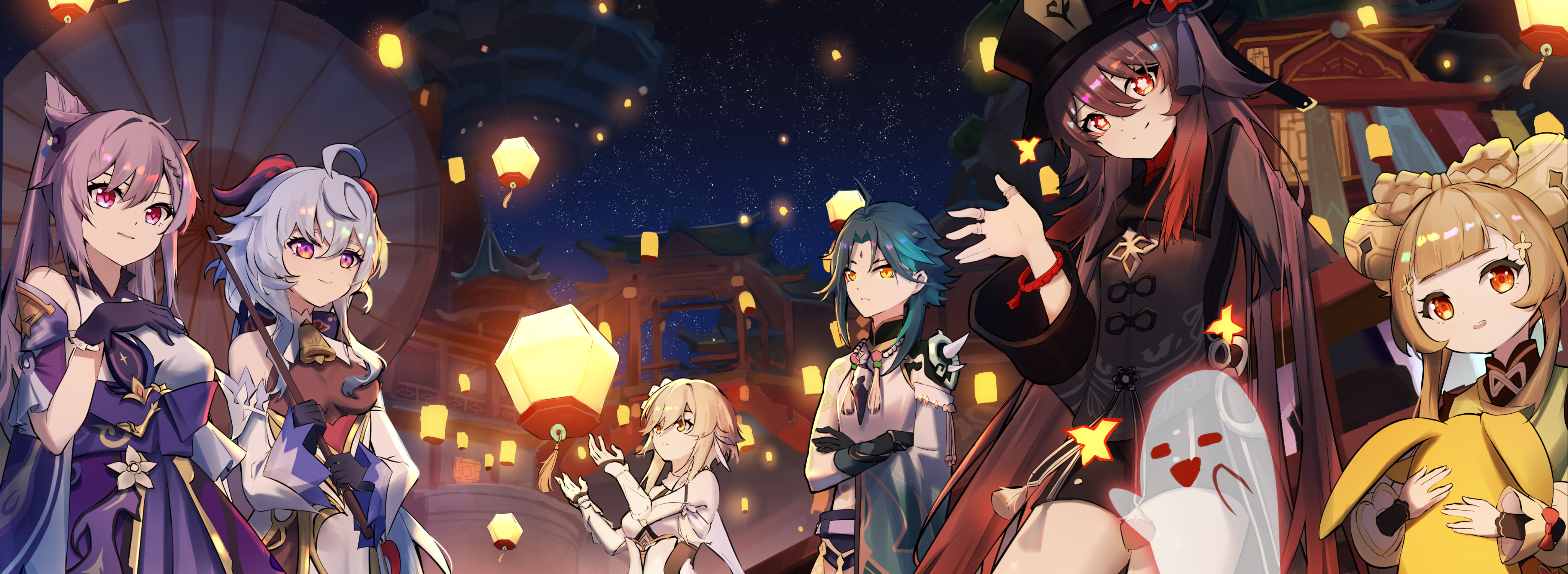 4096x1500 Resolution Genshin Impact 4k Hu Tao Party 4096x1500 ...