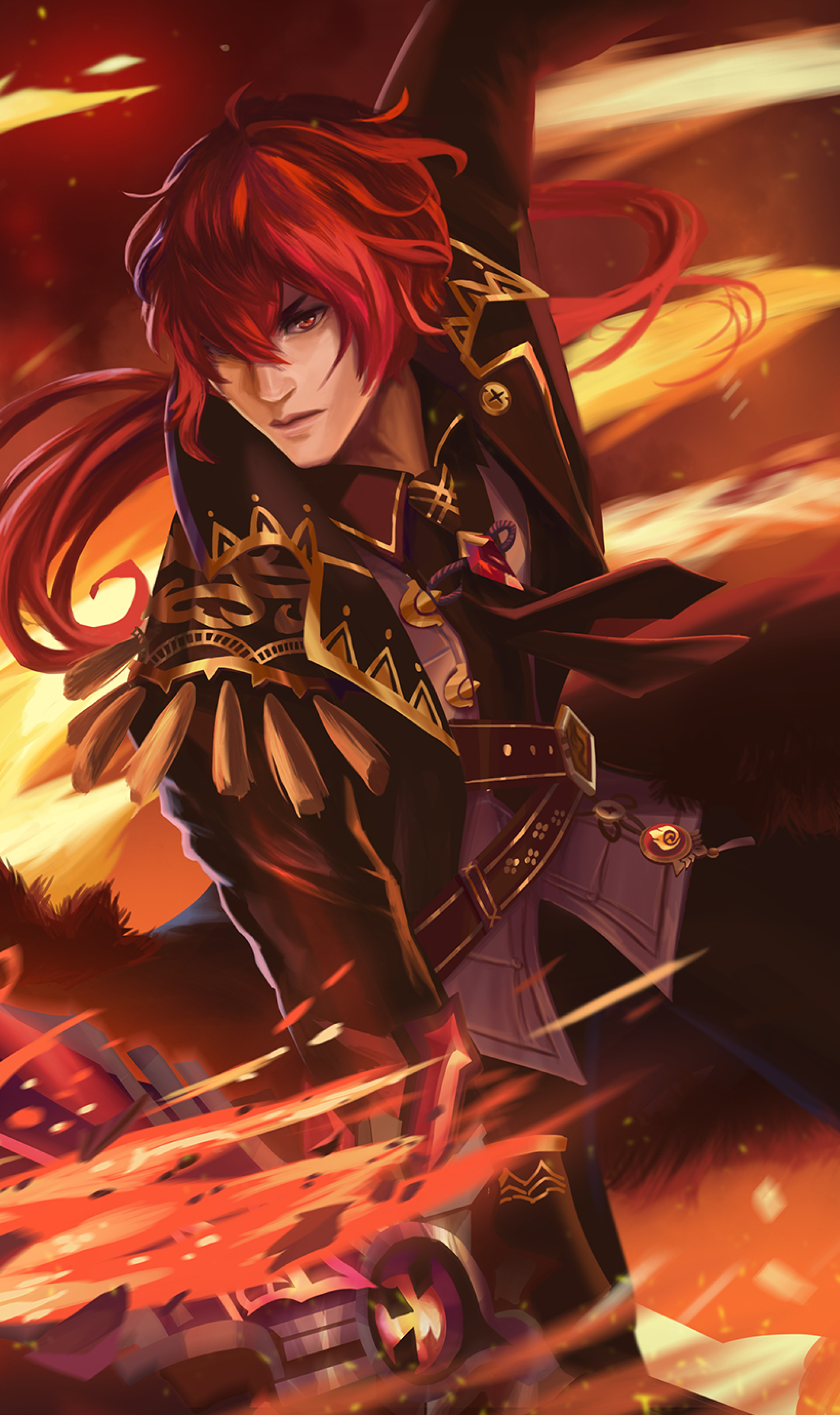 1900x3200 Resolution Genshin Impact Digital Art of Diluc 1900x3200 ...