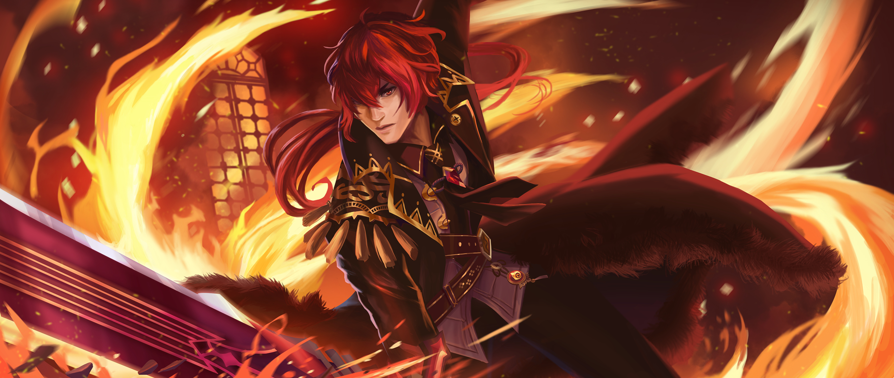 3400x1440 Genshin Impact Digital Art of Diluc 3400x1440 Resolution ...
