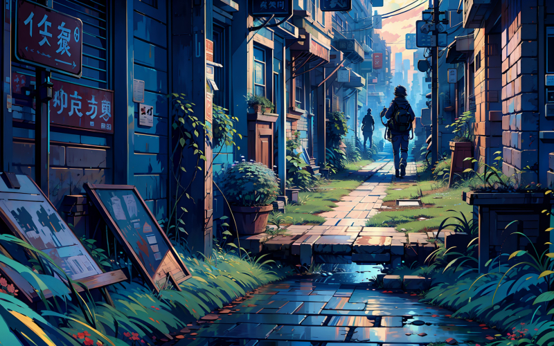 800x500 Resolution Ghost City AI Art Anime Original 800x500 Resolution ...