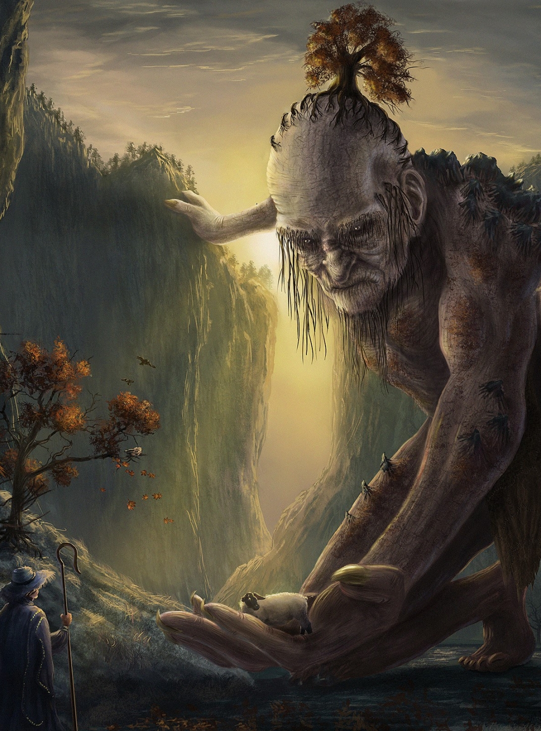 1072x1448 Resolution Giant Mountain Monster In Forest 1072x1448 ...