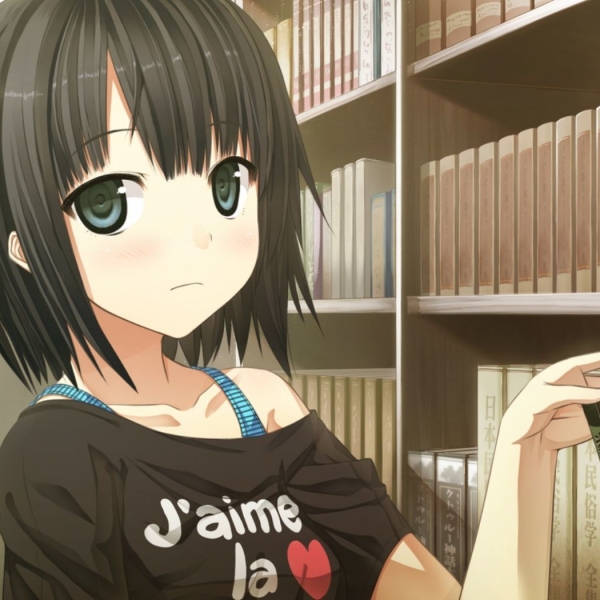 600x600 Resolution girl, anime, books 600x600 Resolution Wallpaper ...