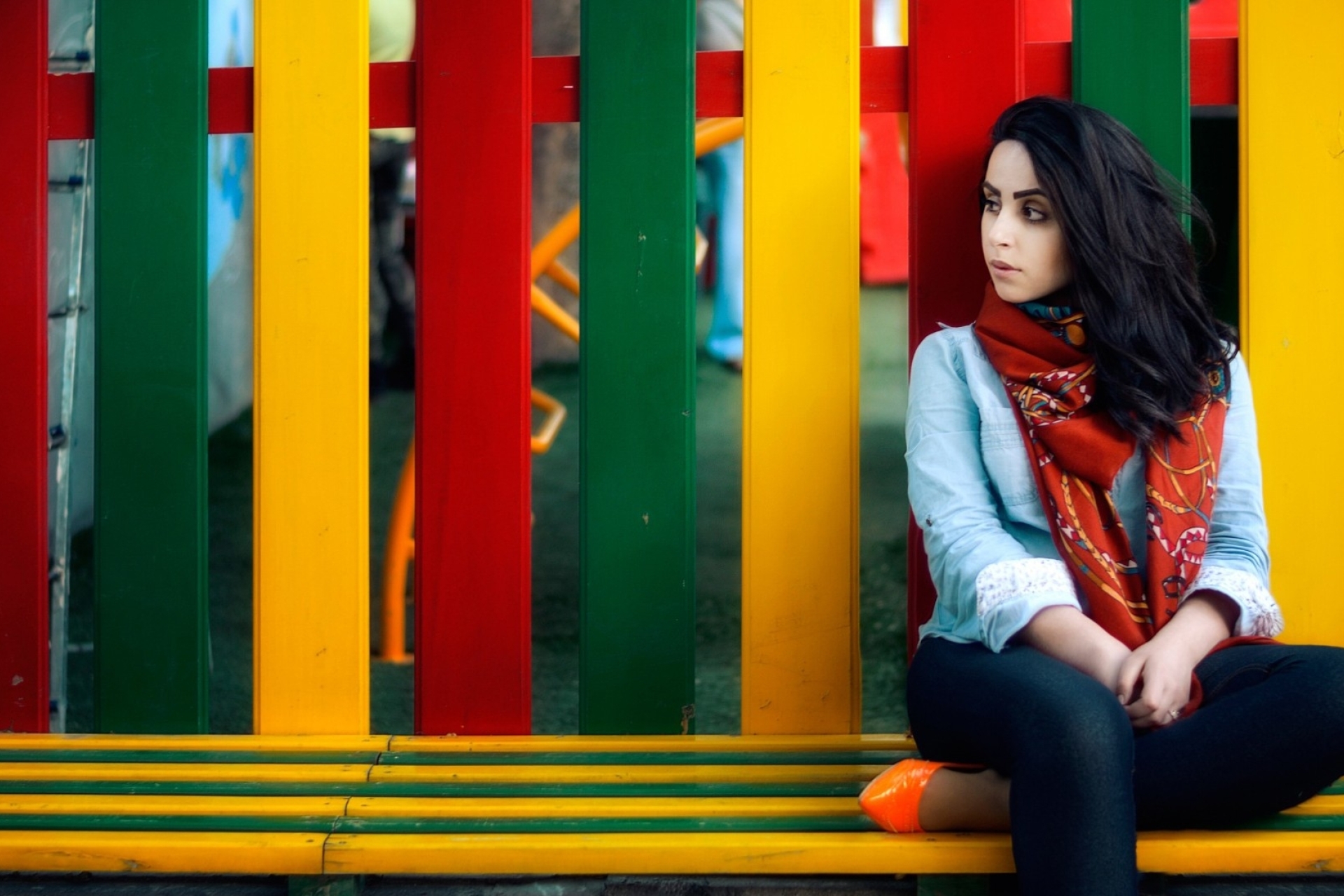 1920x1280 girl, fence, sit 1920x1280 Resolution Wallpaper, HD Girls 4K ...