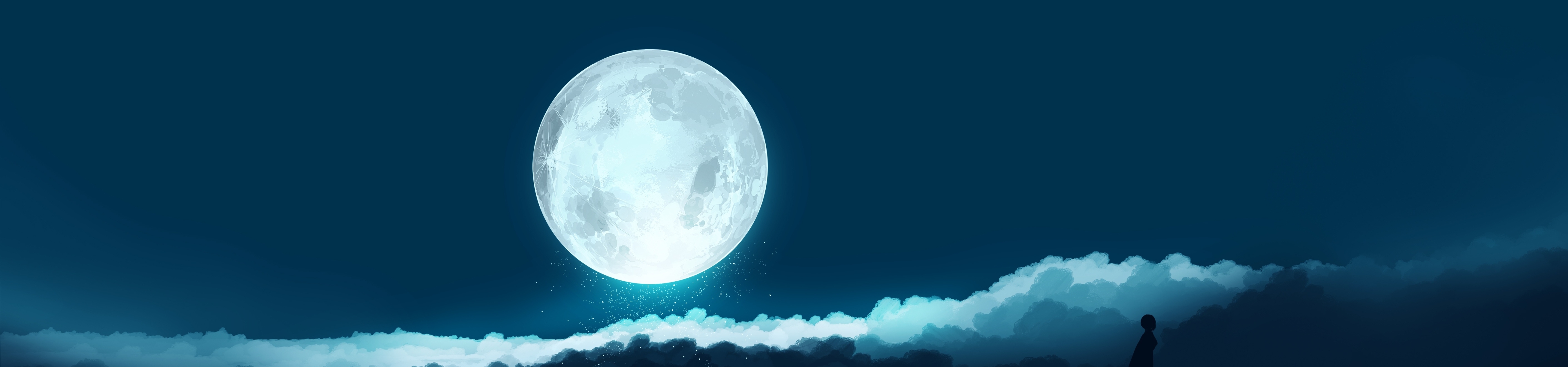 5120x1200 Resolution Girl watching Moon Night Art 5120x1200 Resolution ...