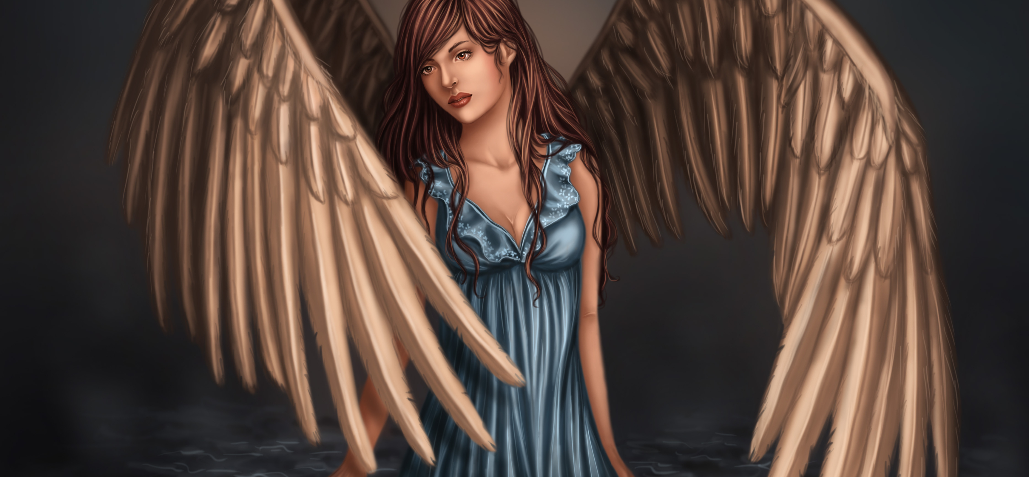 3449x1600 Resolution girl, wings, art 3449x1600 Resolution Wallpaper ...