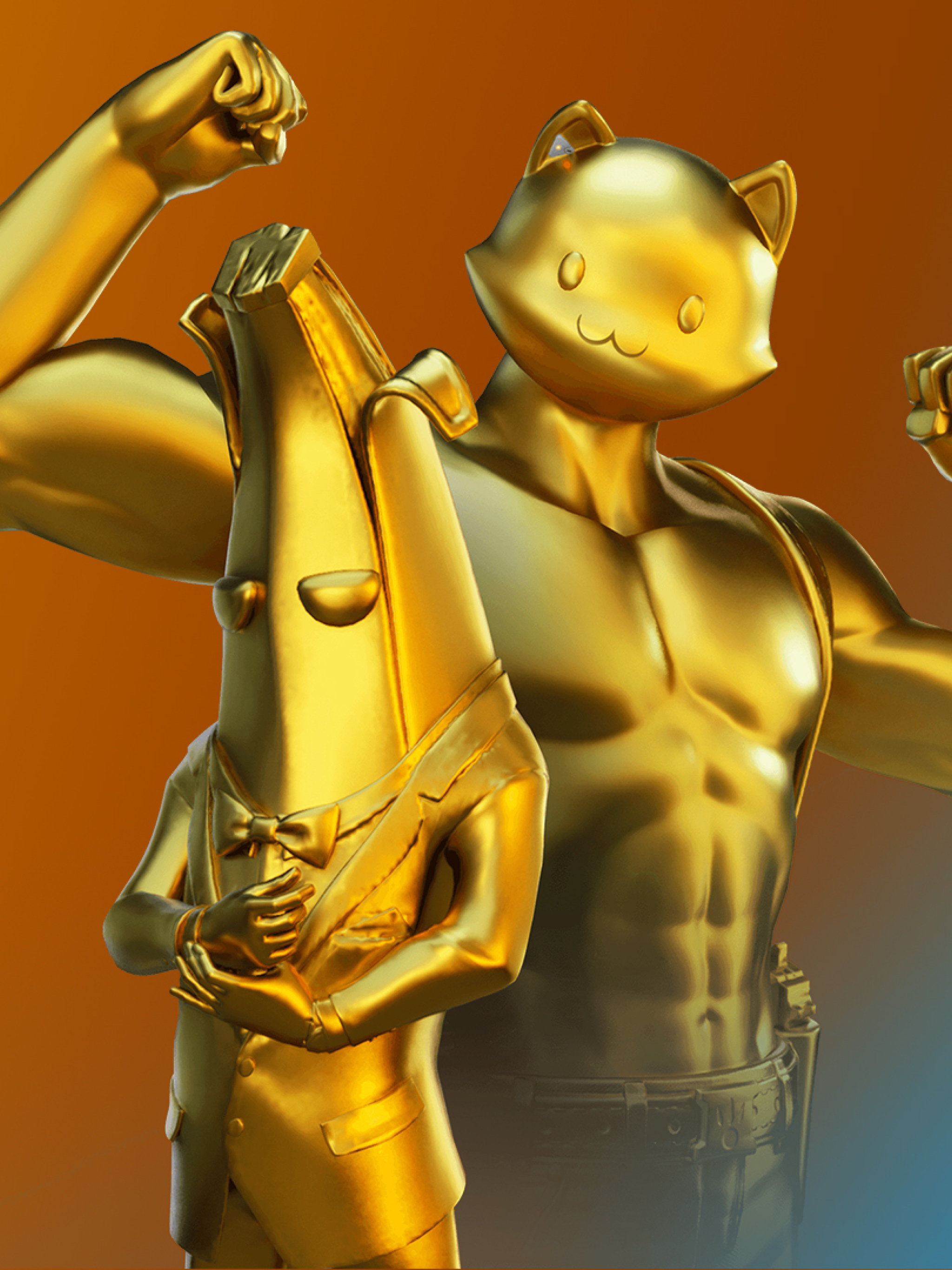 2048x2732 Gold Agent Peely and Meowscles Fortnite Season 12 Skin ...