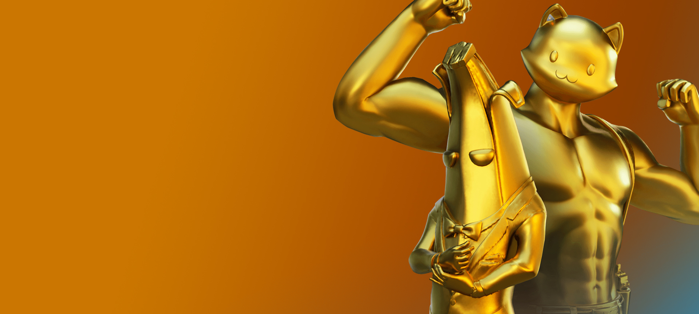 2400x1080 Gold Agent Peely and Meowscles Fortnite Season 12 Skin ...