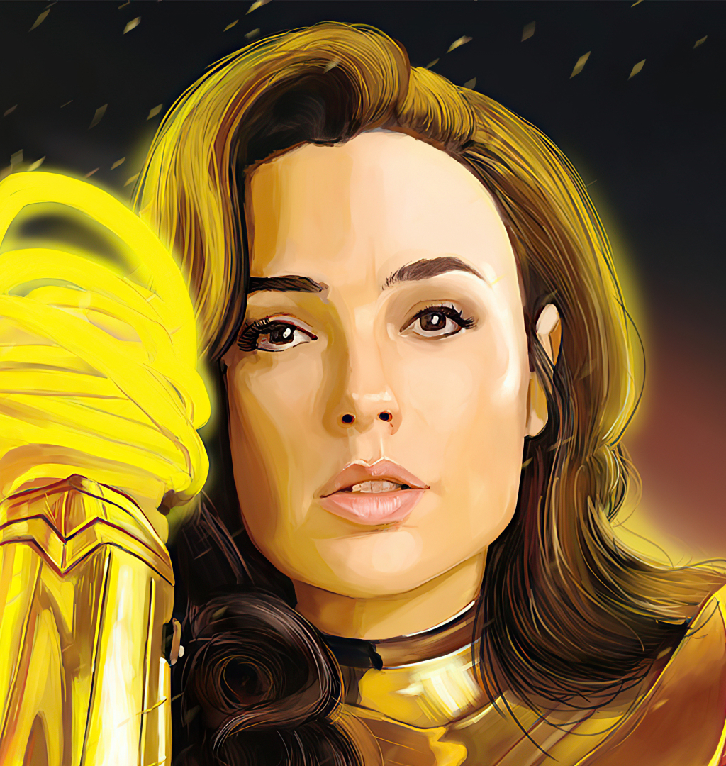 1024x1080 Resolution Gold Wonder Woman with Lasso of Truth Art ...