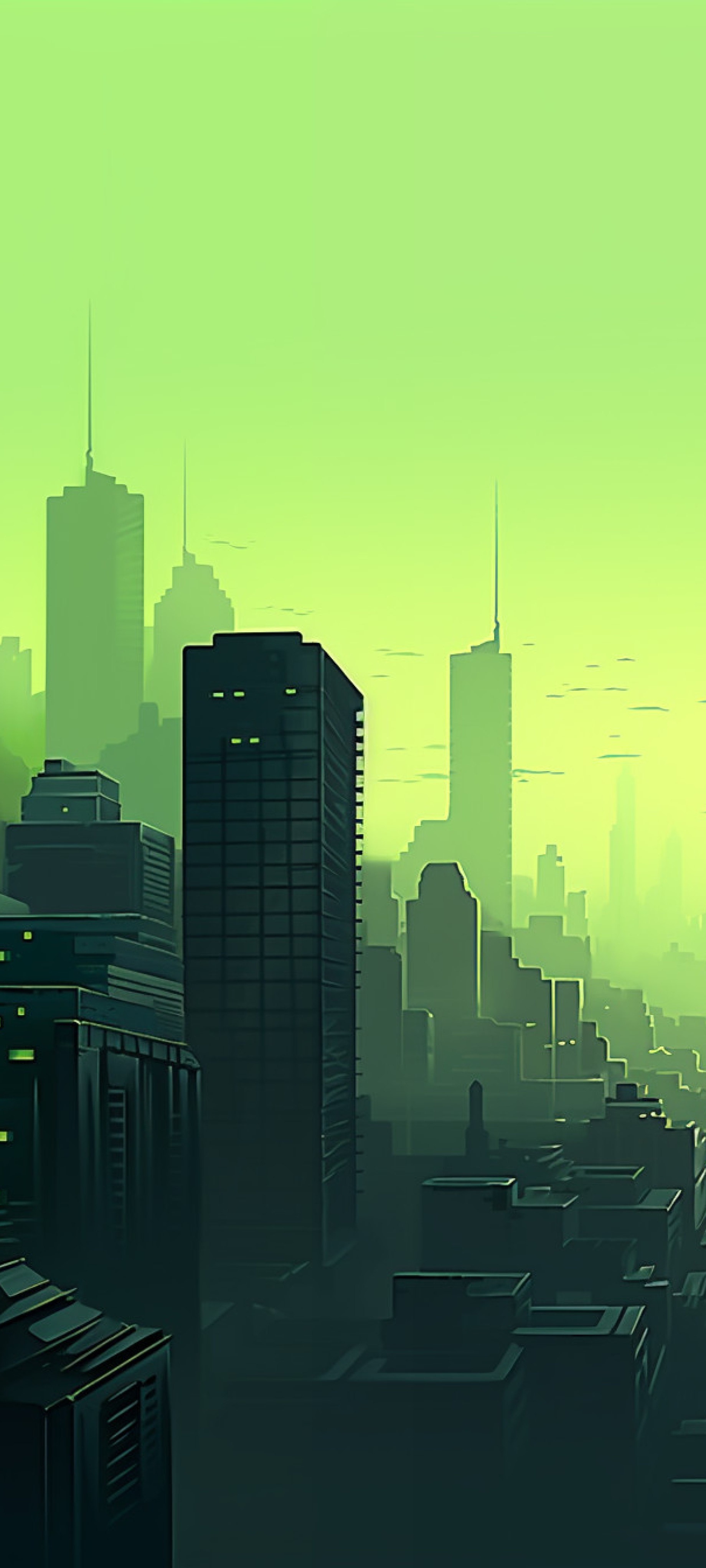 1840x4089 Resolution Green Cyber City 1840x4089 Resolution Wallpaper ...