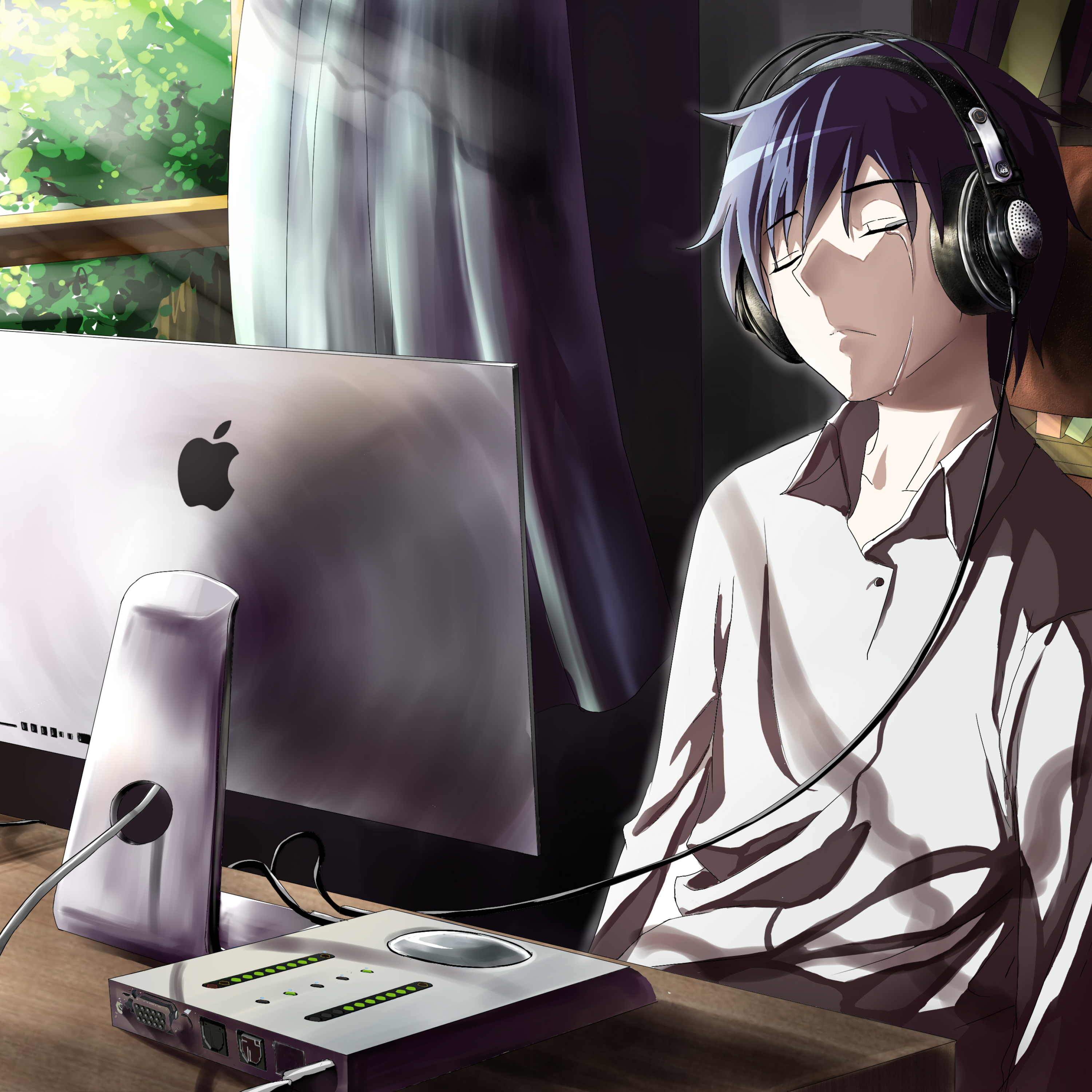 3000x3000 Resolution guy, anime, computer 3000x3000 Resolution ...