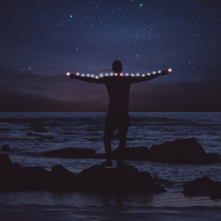 454x454 guy, night, starry sky 454x454 Resolution Wallpaper, HD Man 4K ...