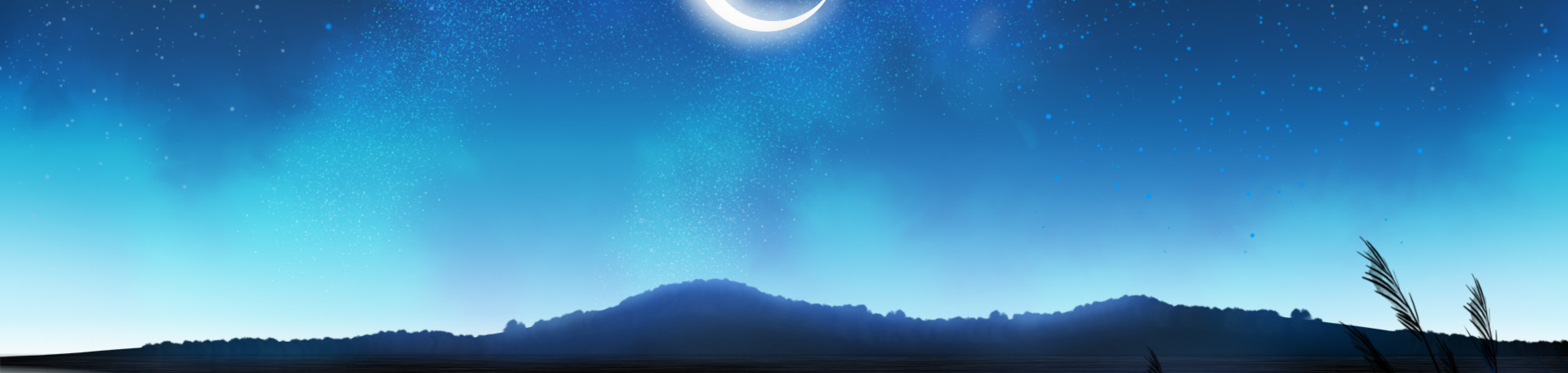 7560x1800 Resolution Half Moon Original HD Starry Night 7560x1800 ...