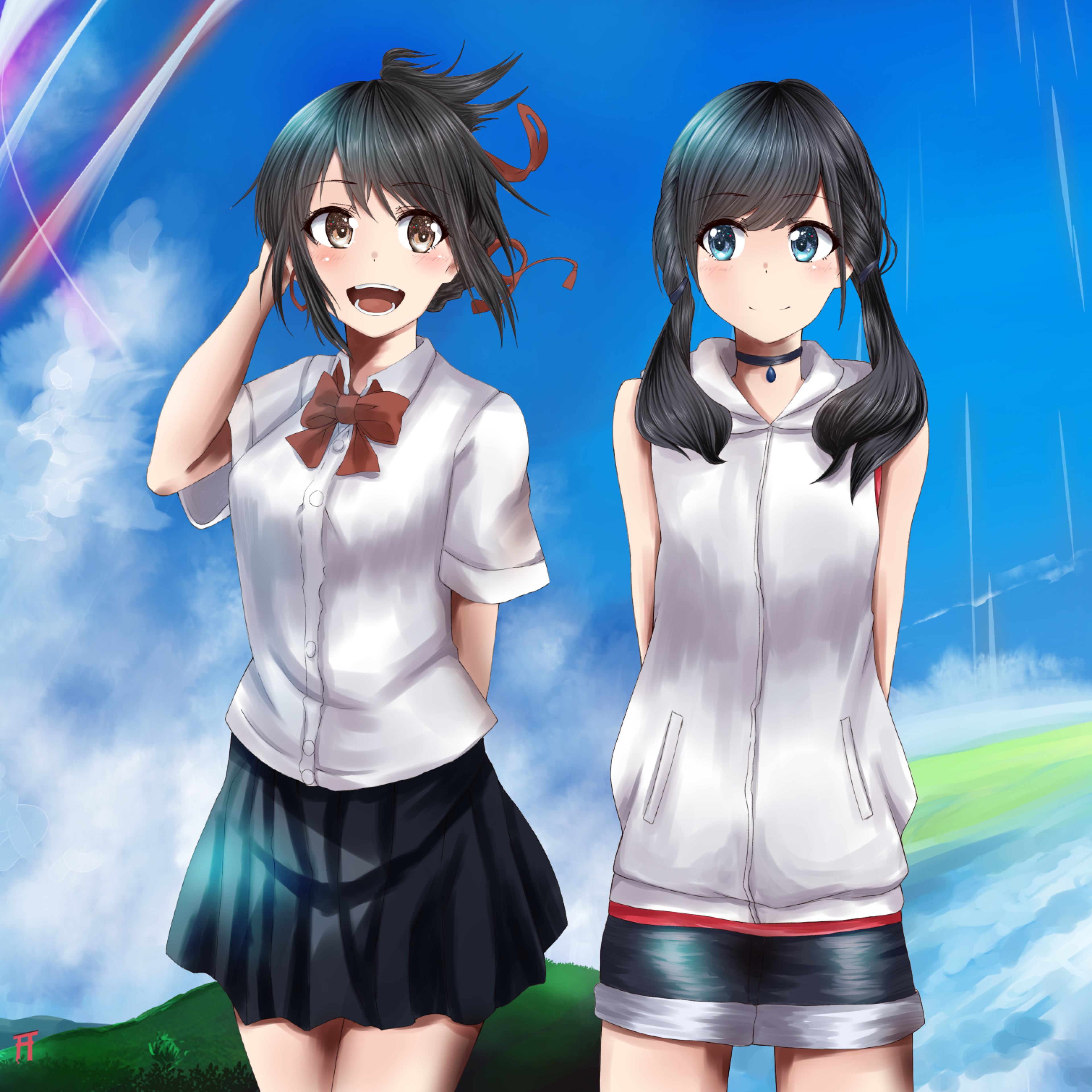 3840x3840 Resolution Hina Amano and Mitsuha Miyamizu 3840x3840 ...