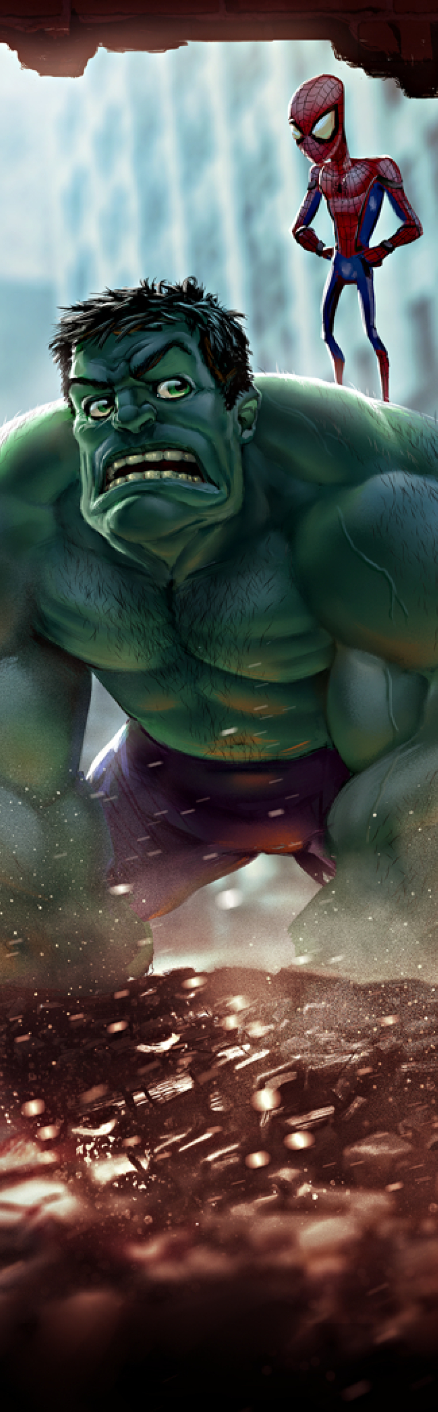 900x2900 Resolution Hulk And Spider Man Art 900x2900 Resolution ...