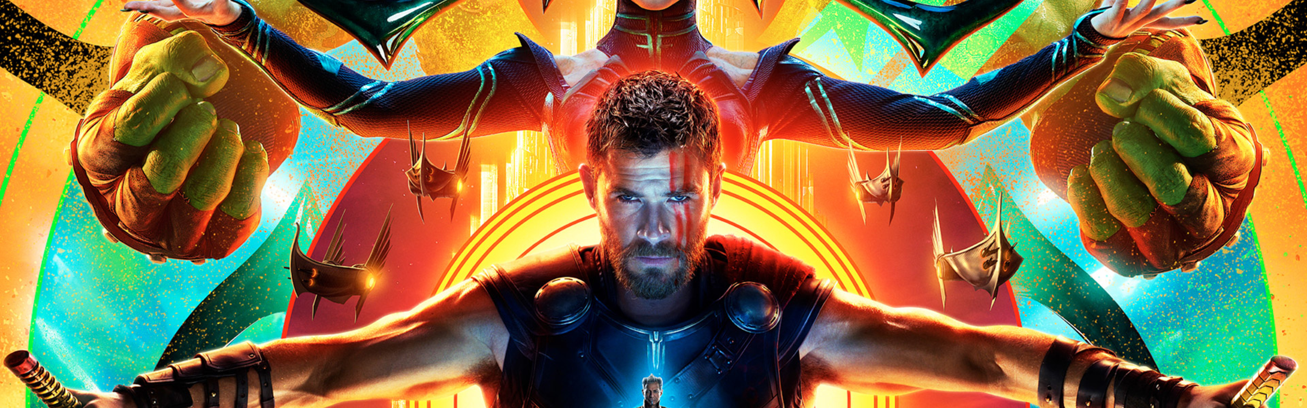 5120x1600 Resolution Hulk Hela Thor In Thor Ragnarok Poster 5120x1600 ...