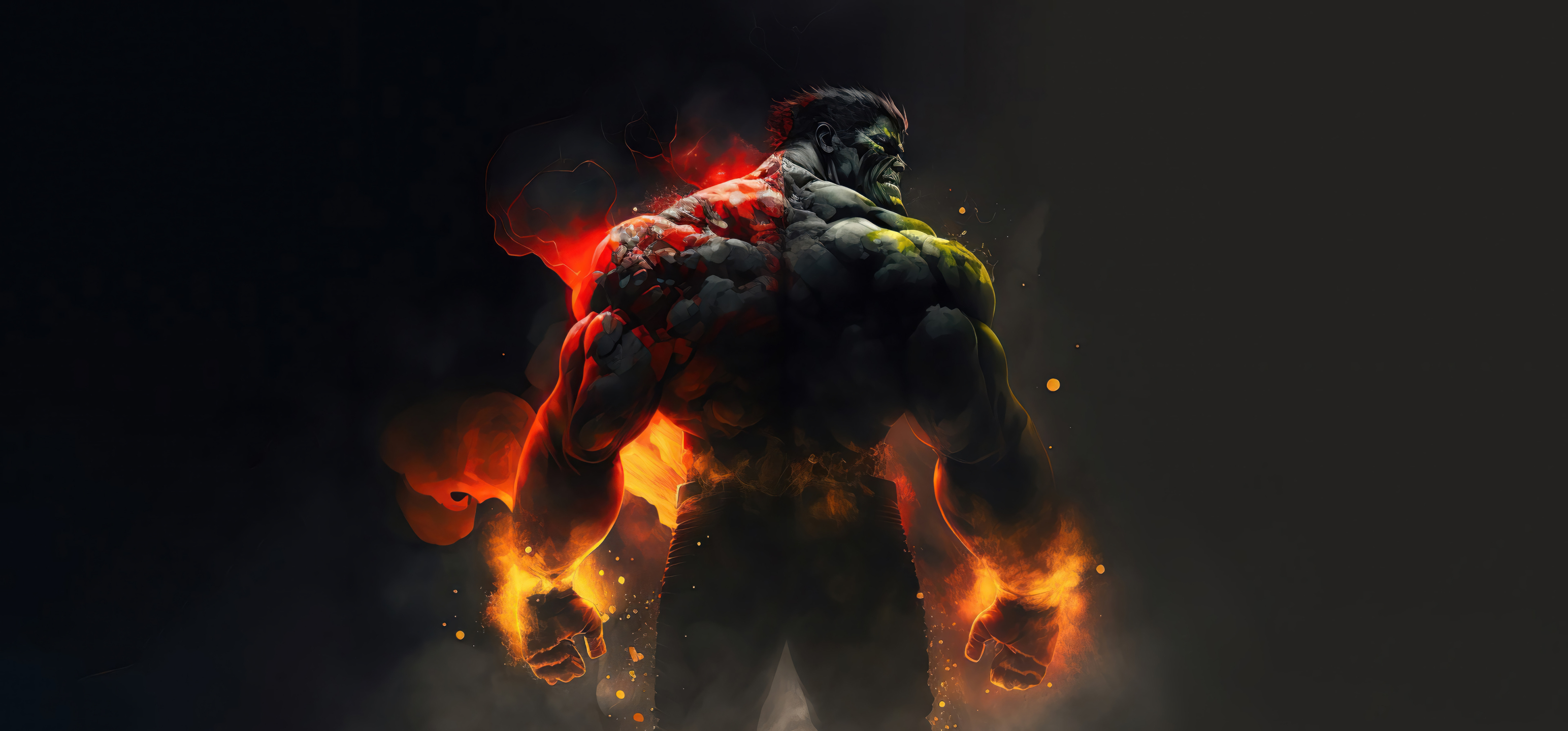 3088x1440 Resolution Hulk in Flames 4K Superhero Avengers 3088x1440 ...