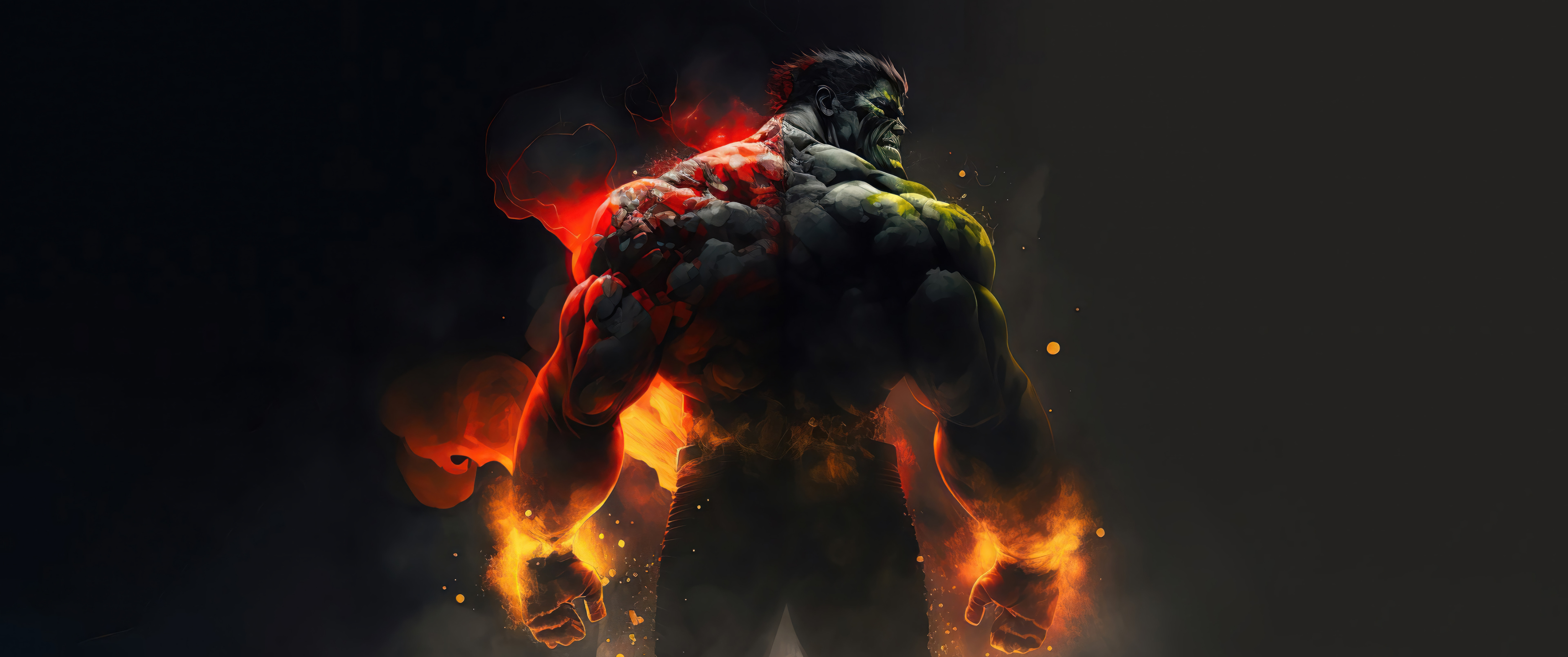 3440x1441 Resolution Hulk in Flames 4K Superhero Avengers 3440x1441 ...