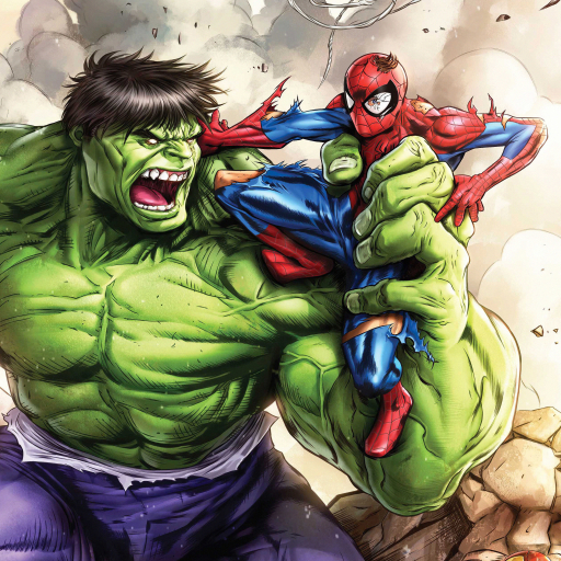 512x512 Resolution Hulk Vs Spiderman Art 512x512 Resolution Wallpaper ...