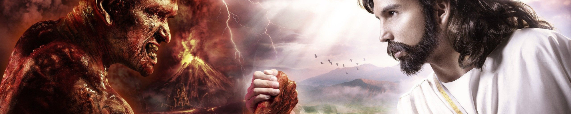 2000x400 Resolution Jesus vs Demon 2000x400 Resolution Wallpaper ...