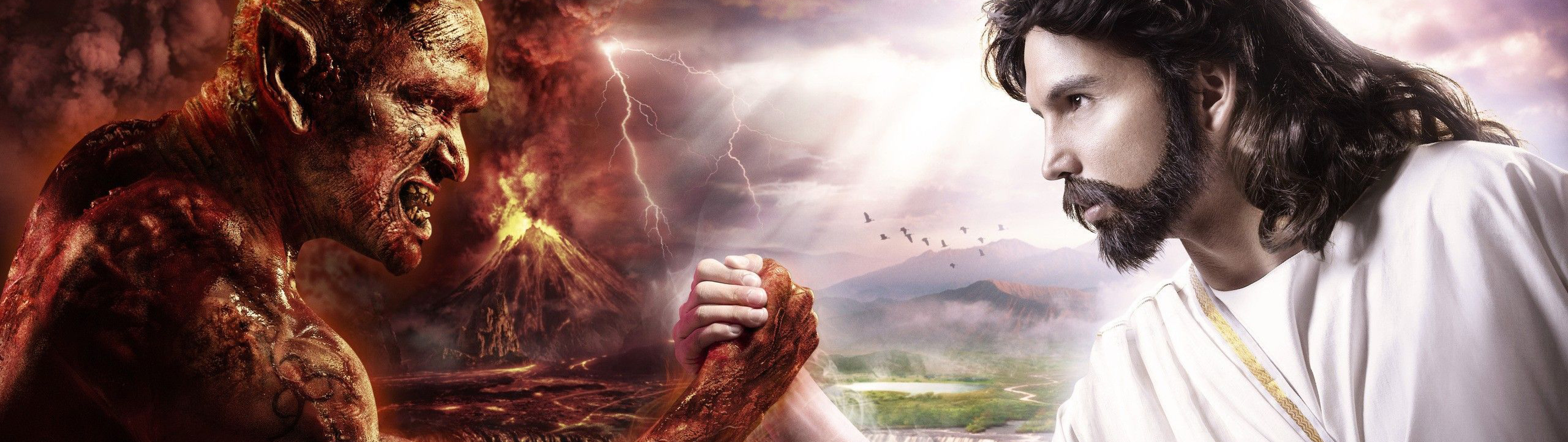 5120x1444 Jesus vs Demon 5120x1444 Resolution Wallpaper, HD Other 4K ...