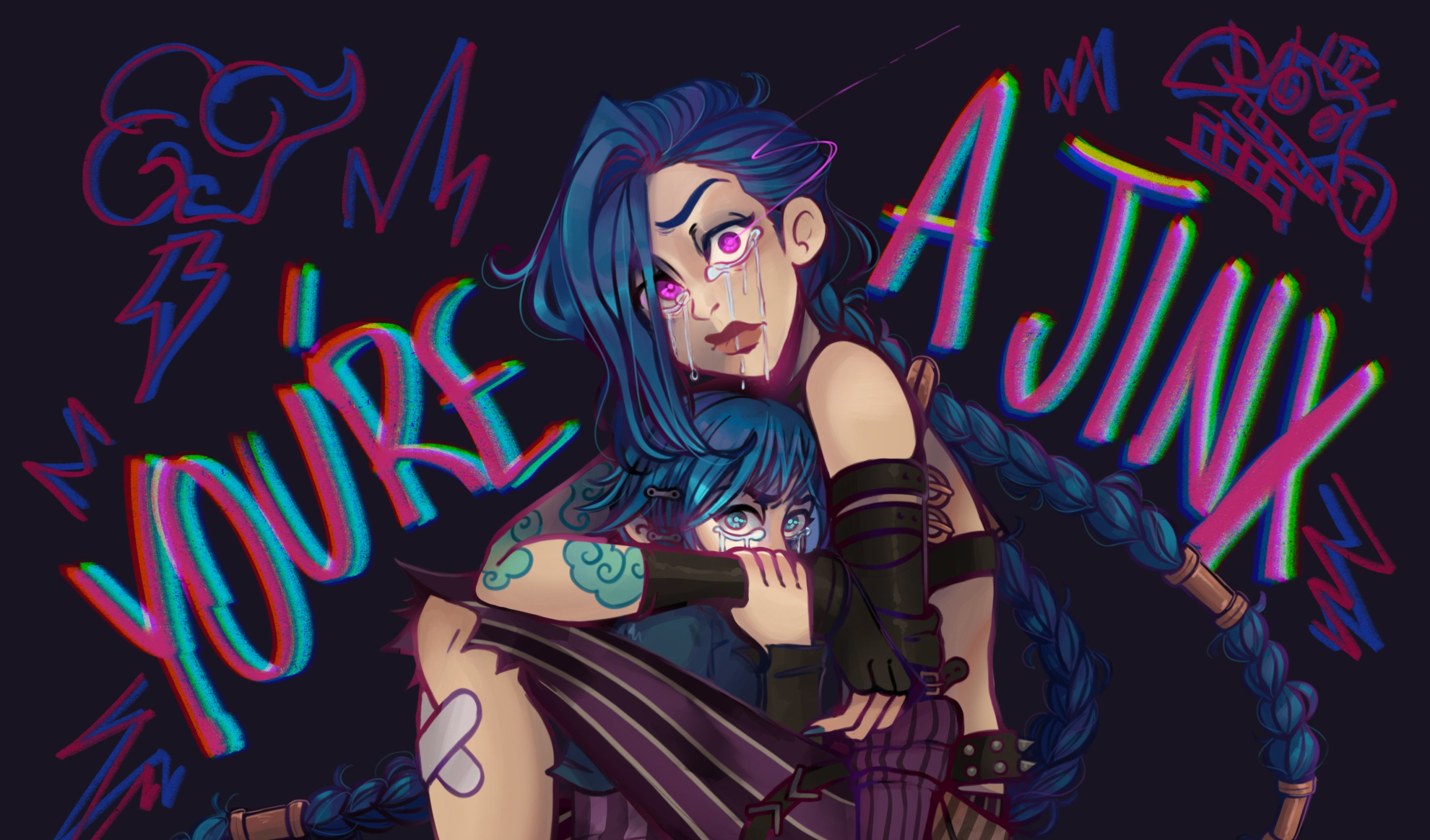 2450x1440 Resolution Jinx Crying Arcane HD League Of Legends 2450x1440 ...