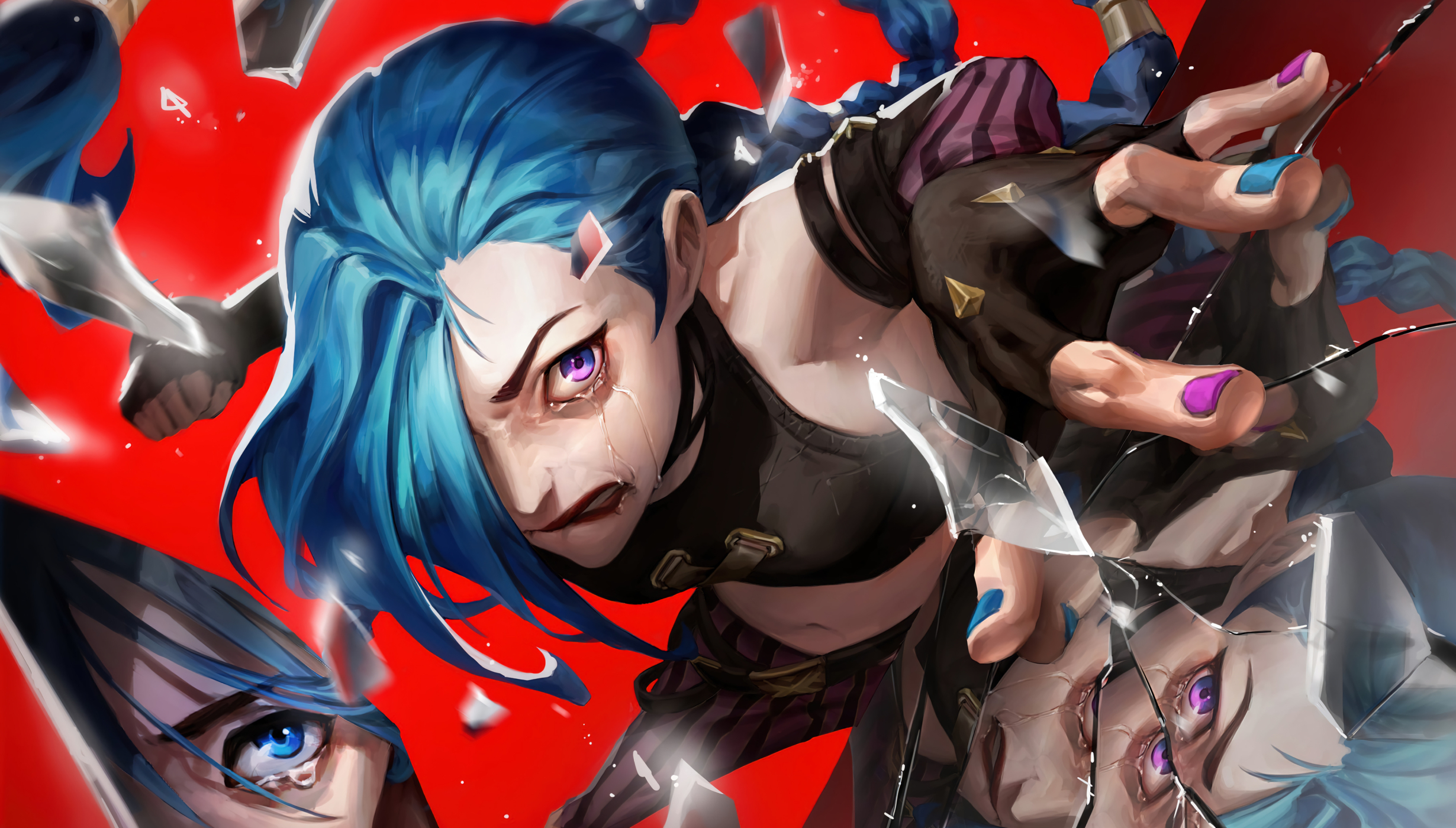 2460x1400 Jinx Sad League Of Legends Art Arcane HD 2460x1400 Resolution ...