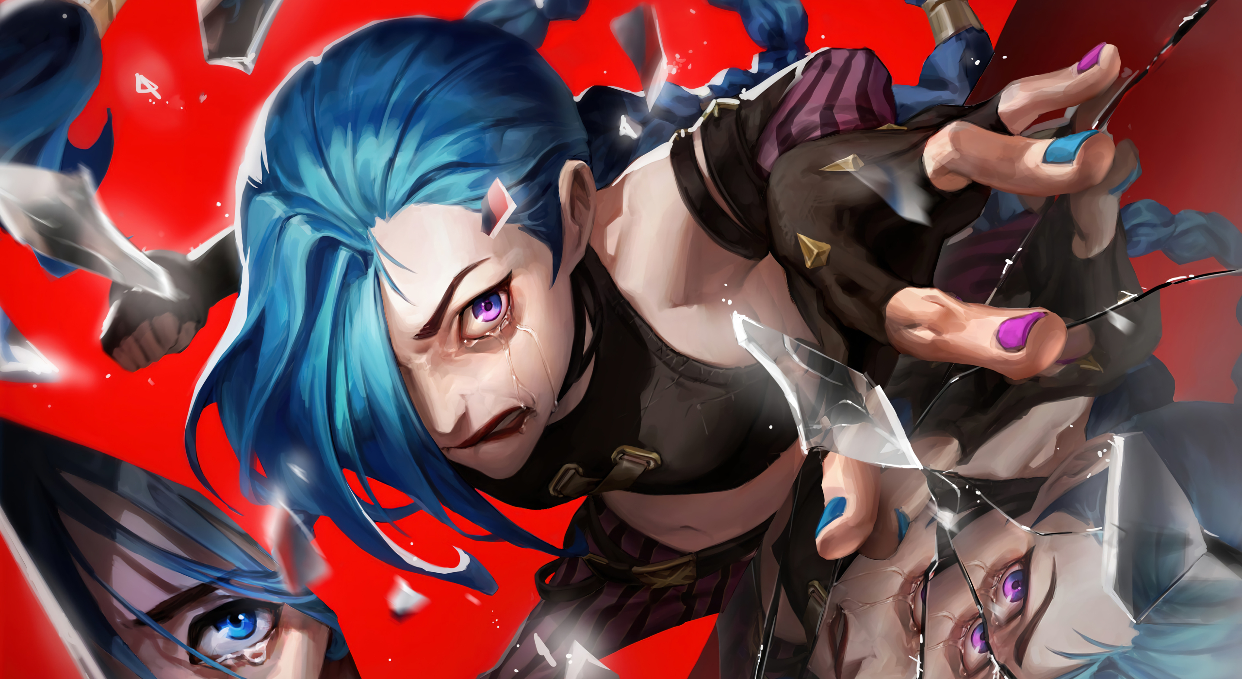 2560x1400 Resolution Jinx Sad League Of Legends Art Arcane HD 2560x1400 ...