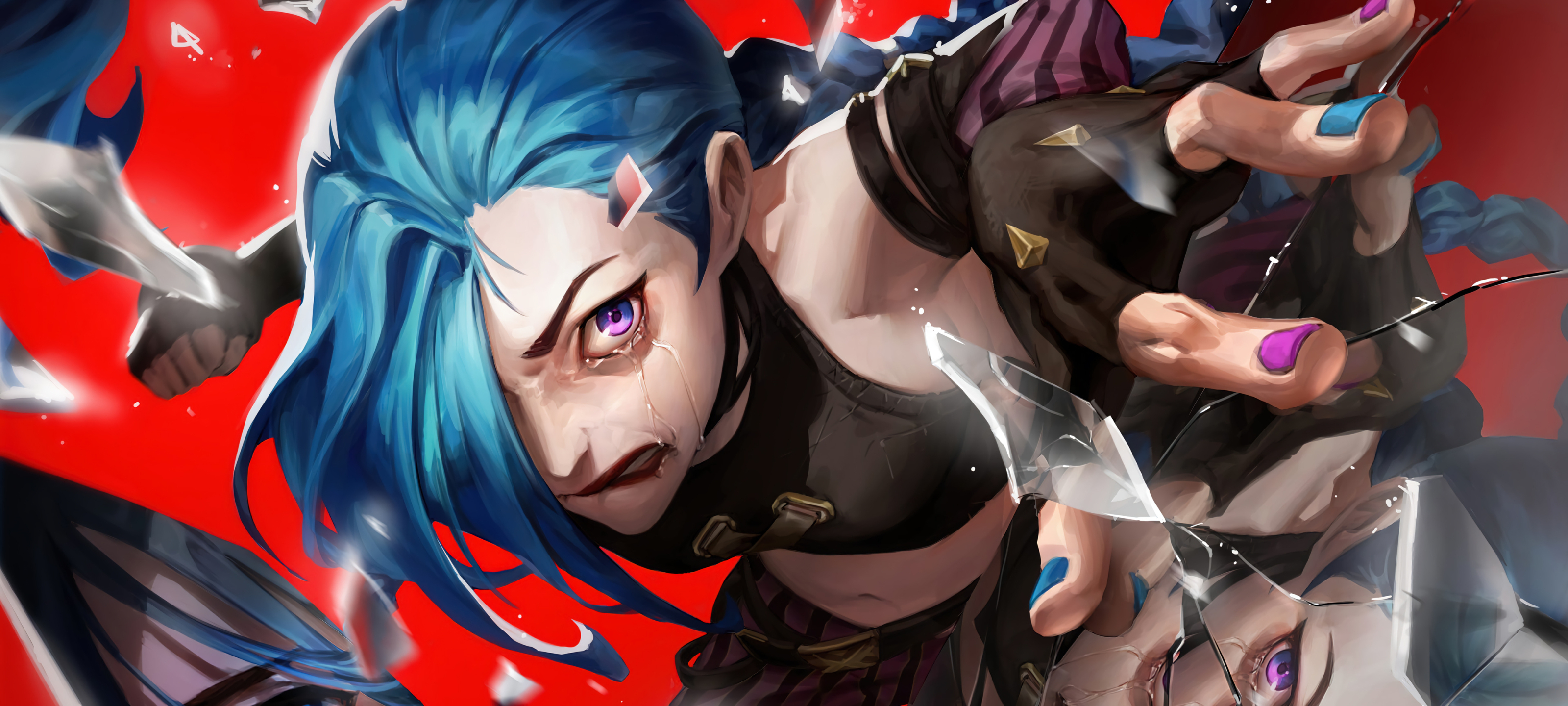 3200x1440 Resolution Jinx Sad League Of Legends Art Arcane HD 3200x1440 ...