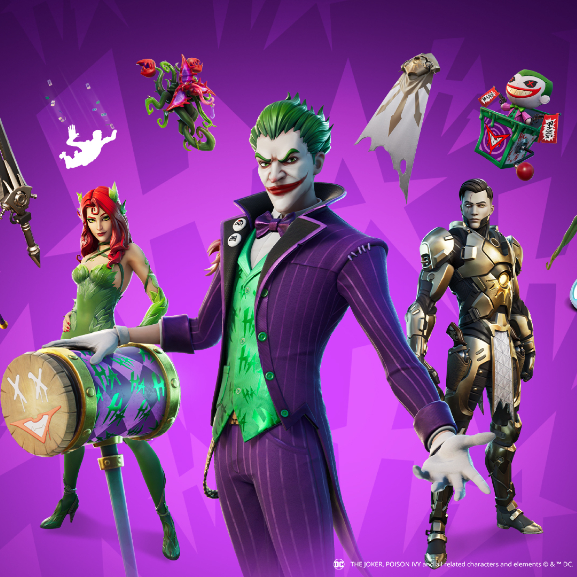 2000x2000 Resolution Joker Midas Rex and Poison Ivy Fortnite 2000x2000 ...