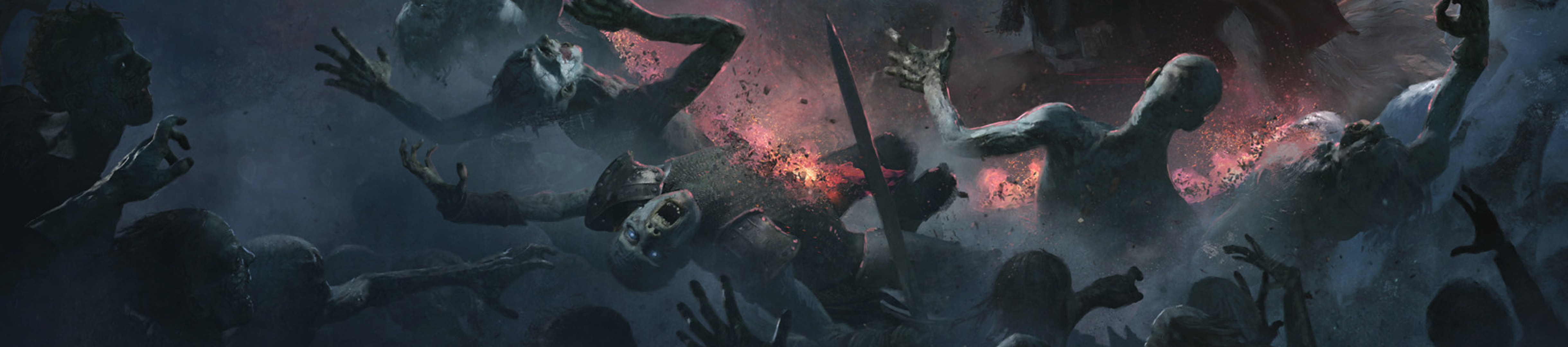 4880x1080 Resolution Jon Snow With Wolf Attacking White Walkers Artwork ...