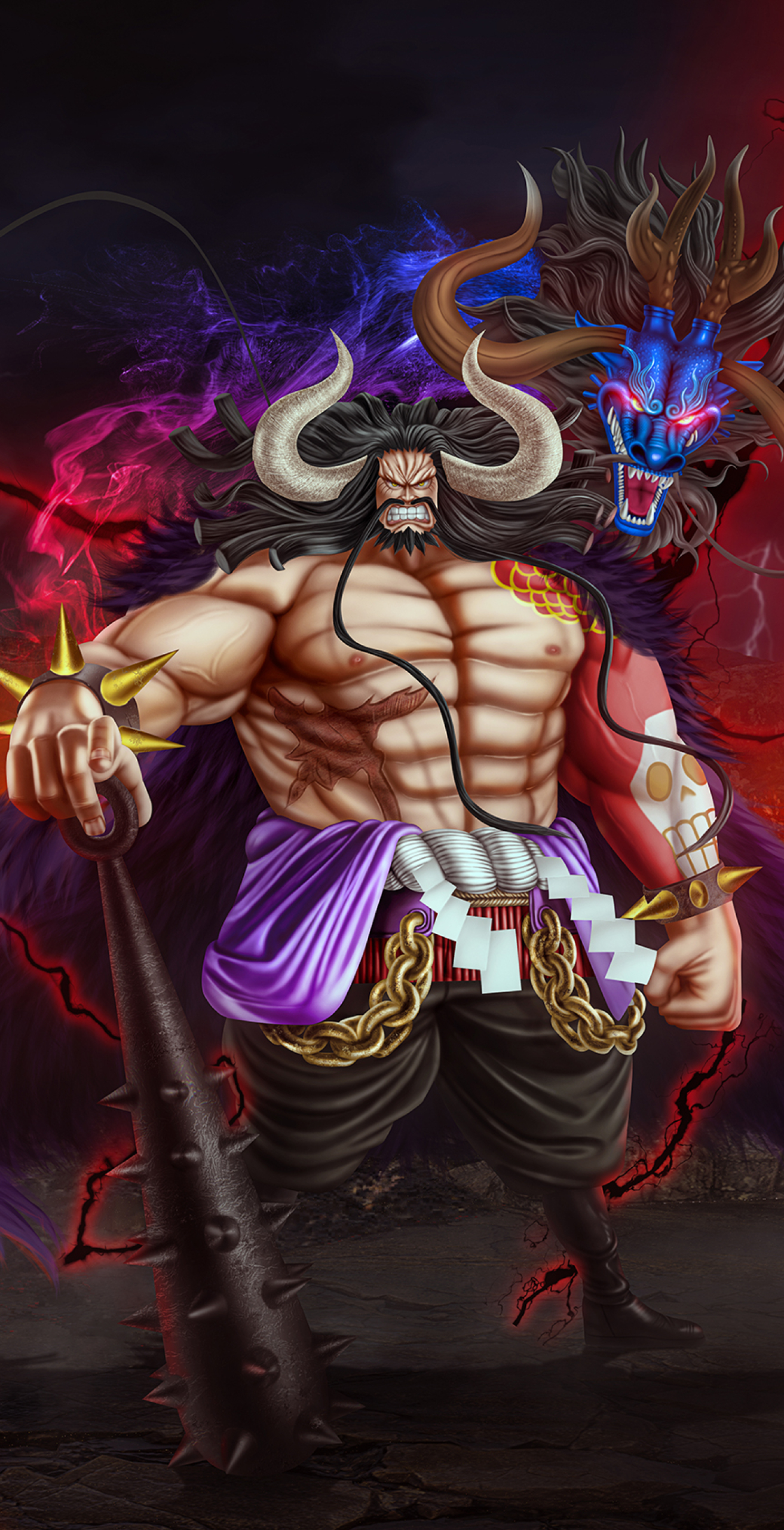 1312x2560 Resolution Kaido HD One Piece 2022 FanArt 1312x2560 ...
