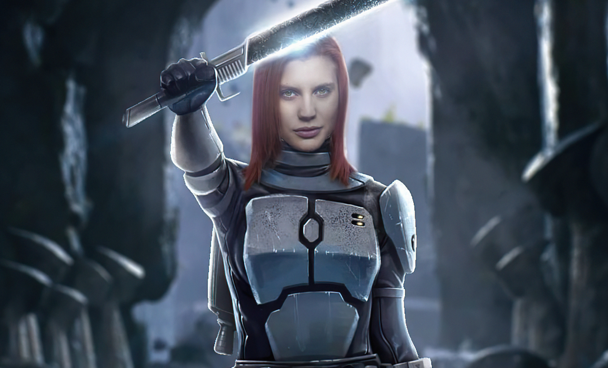 2000x1213 Resolution Katee Sackhoff As Bo Katan Kryze Mandalorian Art ...