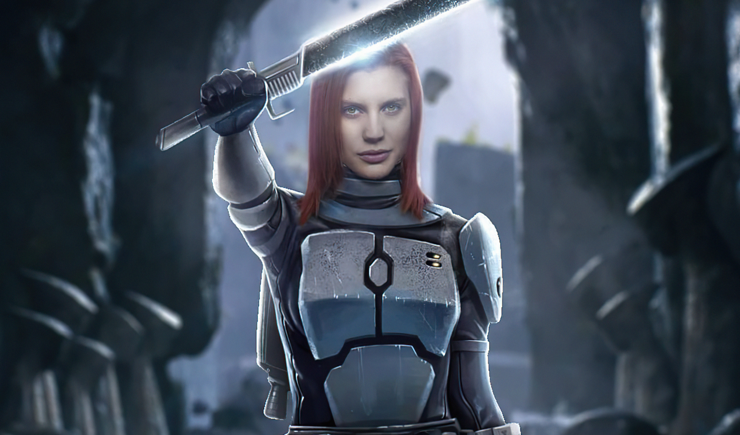 2450x1440 Resolution Katee Sackhoff As Bo Katan Kryze Mandalorian Art ...