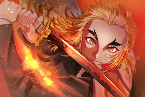 480x320 Kyojuro Rengoku New Art Kimetsu No Yaiba 480x320 Resolution ...