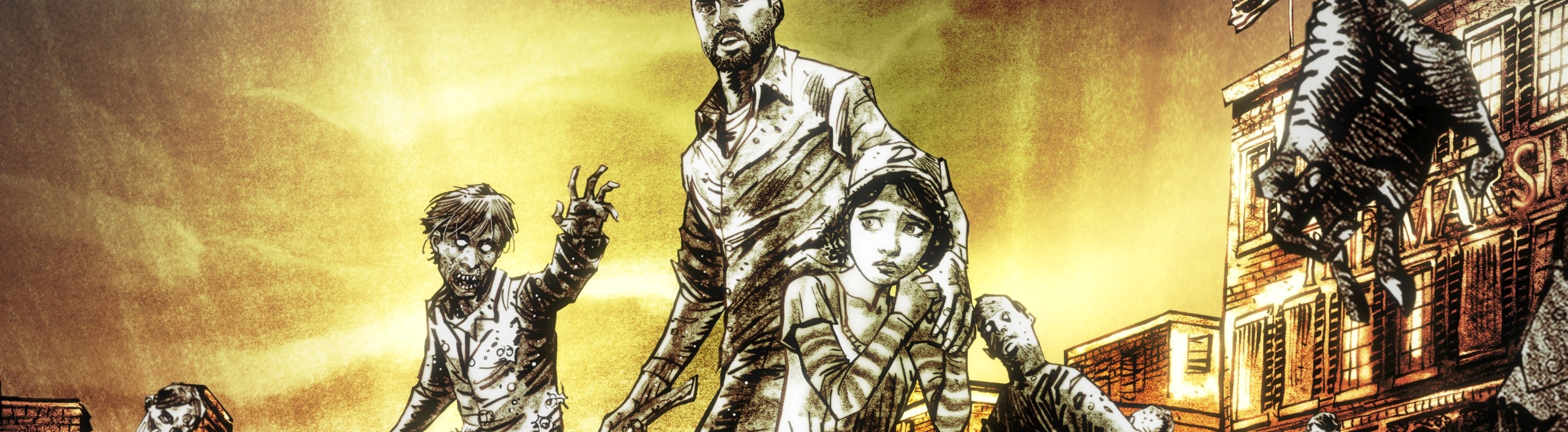 5220x1440 Resolution Lee And Clem The Walking Dead 5220x1440 Resolution ...
