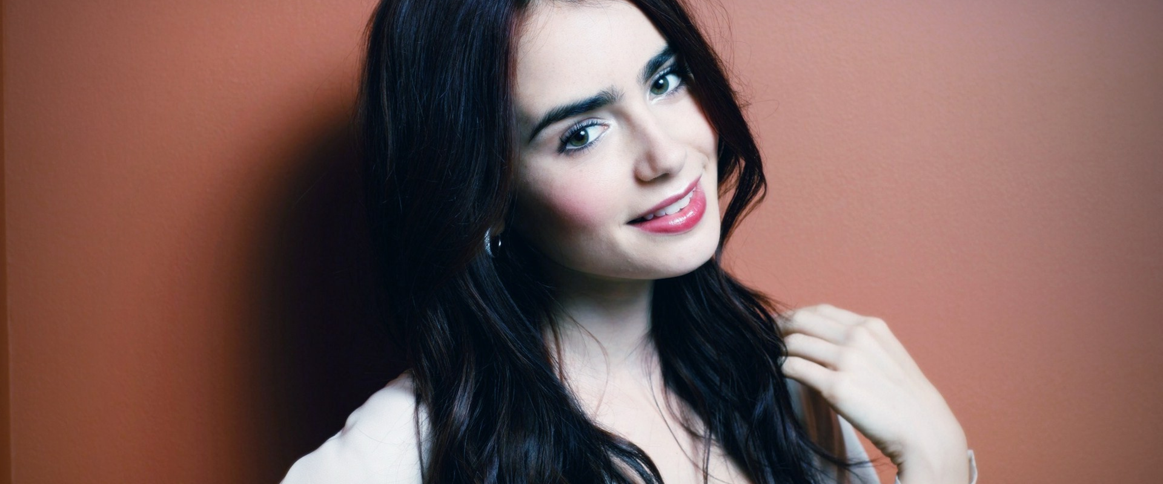 3840x1600 Resolution lily collins, actress, brunette 3840x1600 ...