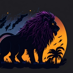 250x250 Resolution Lion Vector HD Neon AI Art 250x250 Resolution ...