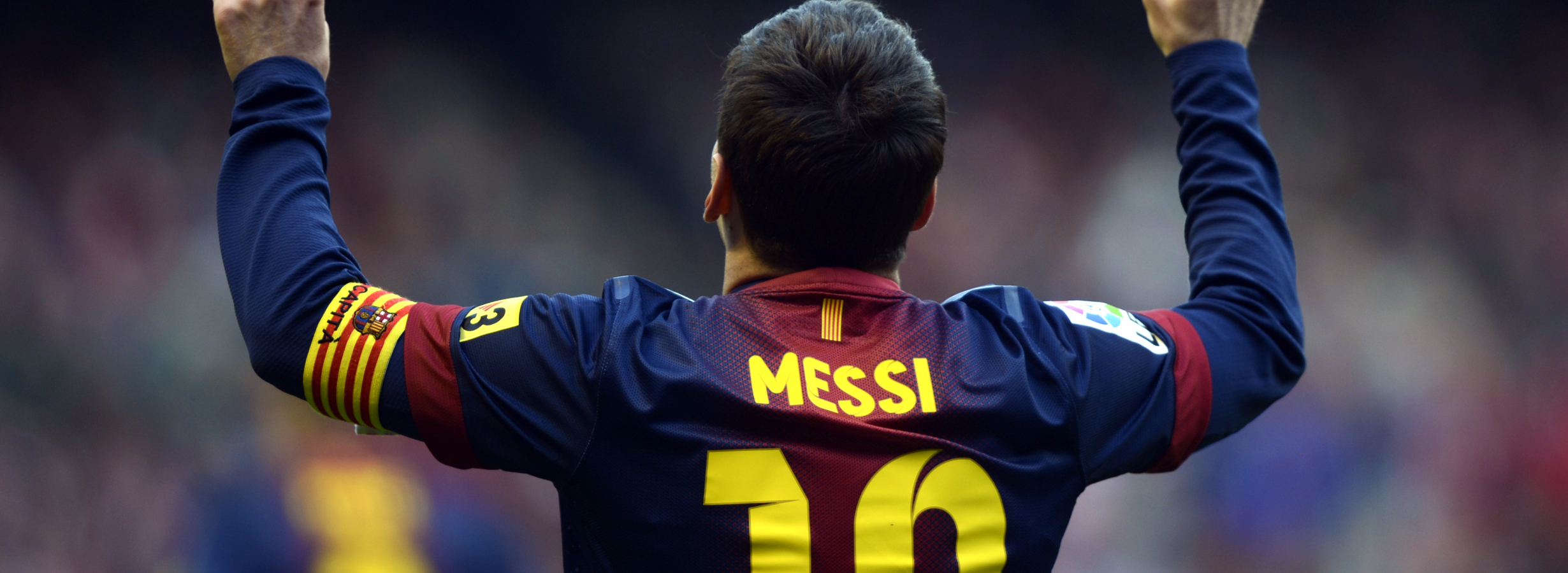 2460x900 Resolution lionel messi, player, back 2460x900 Resolution ...